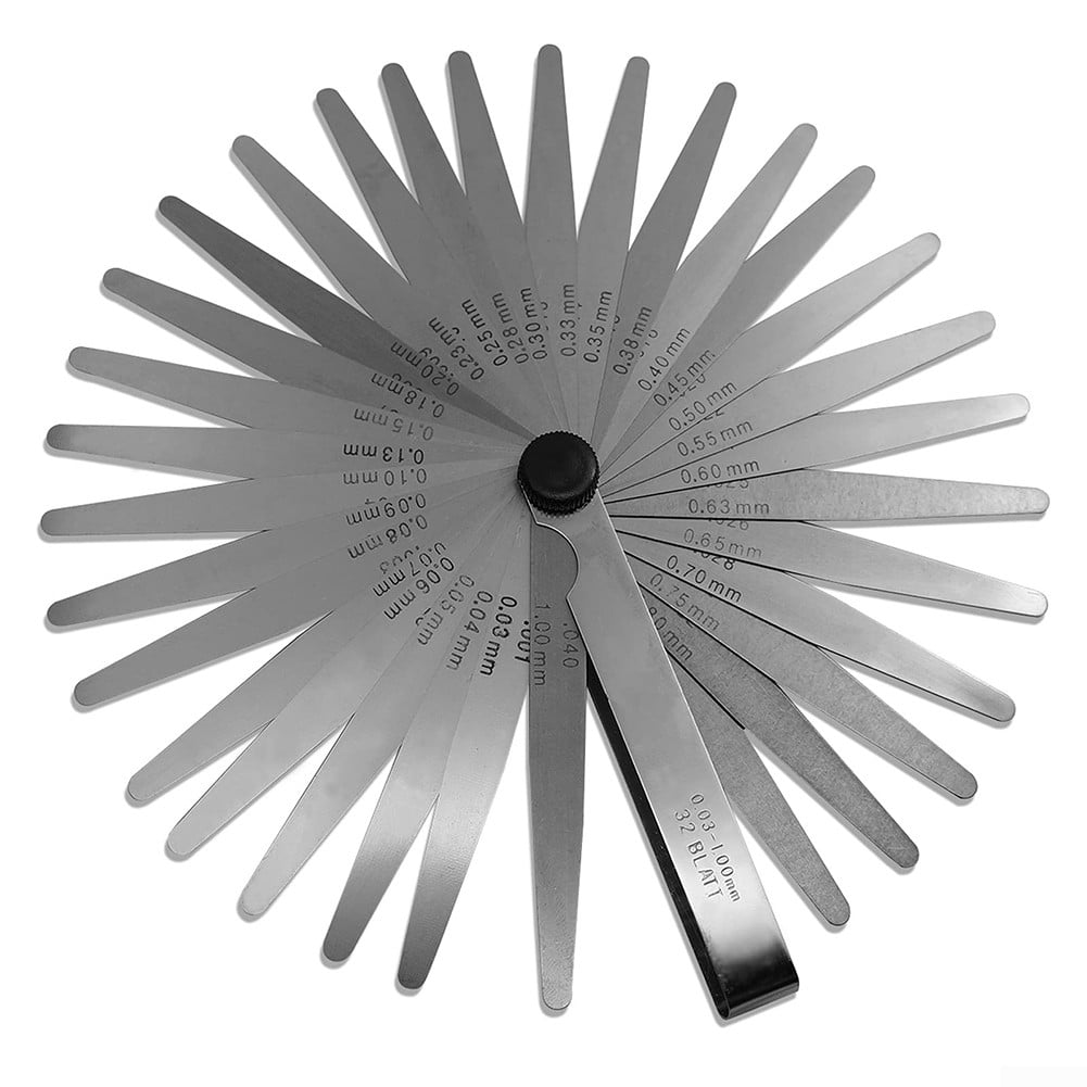 32pc Feeler Gauge Stainless Steel Measuring Tool Set 0.001-0.04\" 0.03 ...