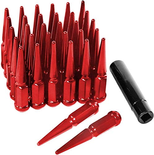 32pc Spike Lug Nut 9/16-18 Blue 4.4" Tall Offroad Extended Metal Lugs ...