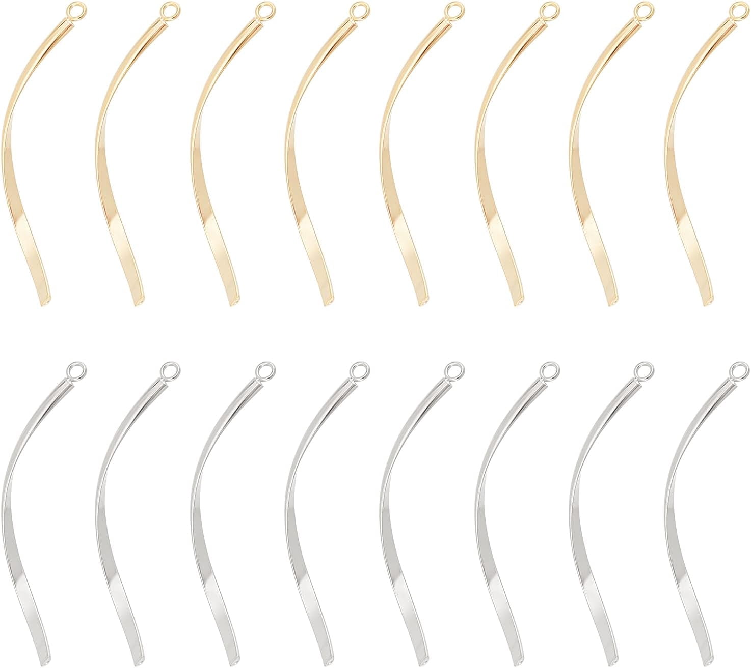 32pcs 2 Colors Twist Pendants Metal Rectangle Bar Charm Vertical Twist ...