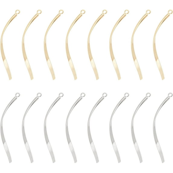 32pcs 2 Colors Twist Pendants Metal Rectangle Bar Charm Vertical Twist ...