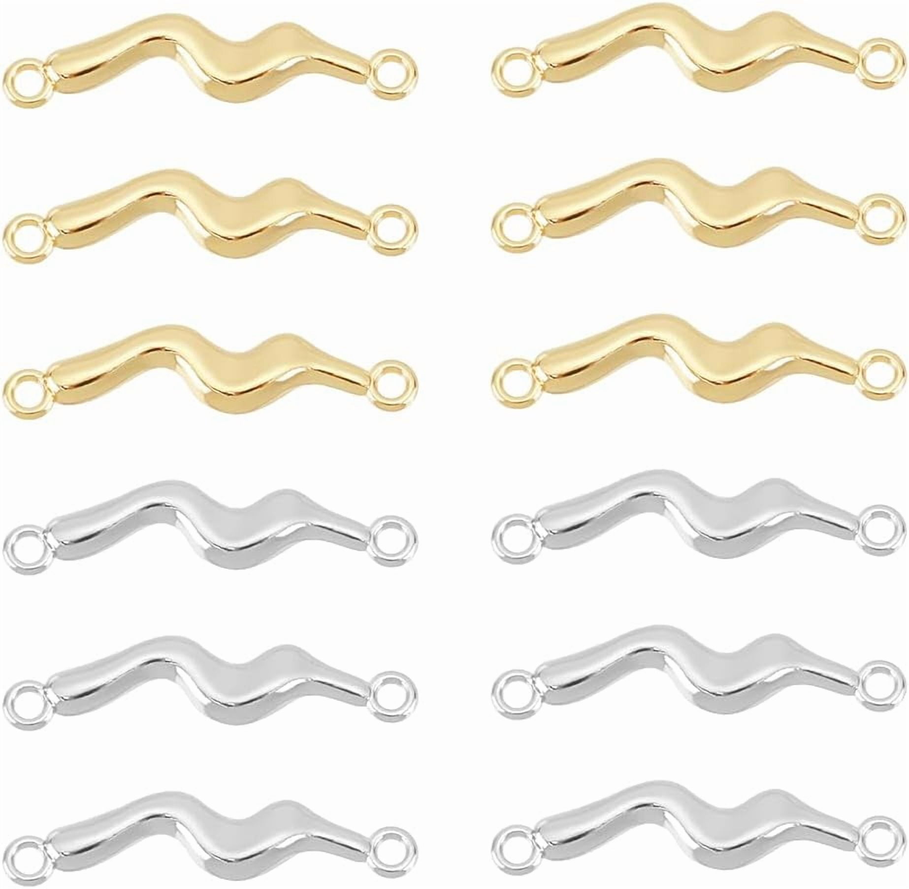 32pcs 2 Colors Wave Pattern Link Charms 2 Colors Alloy Connector Charms ...
