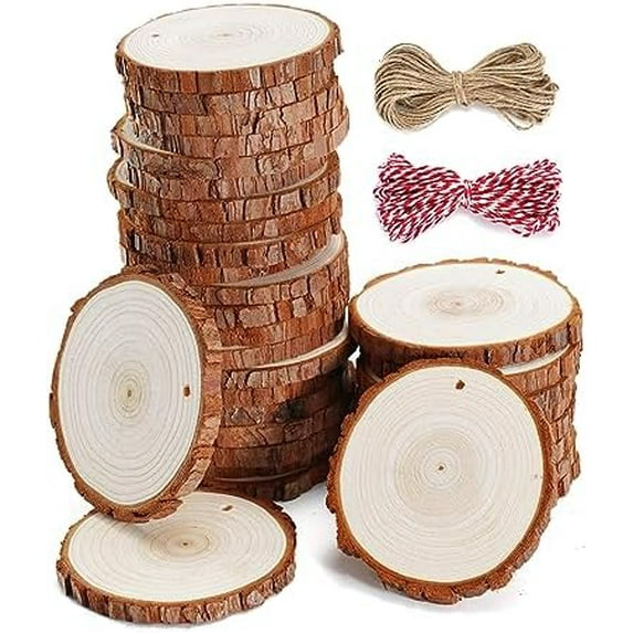 32pcs 3.6-4 inches Natural Wood Slices, Unfinished Craft Wood Kit ...
