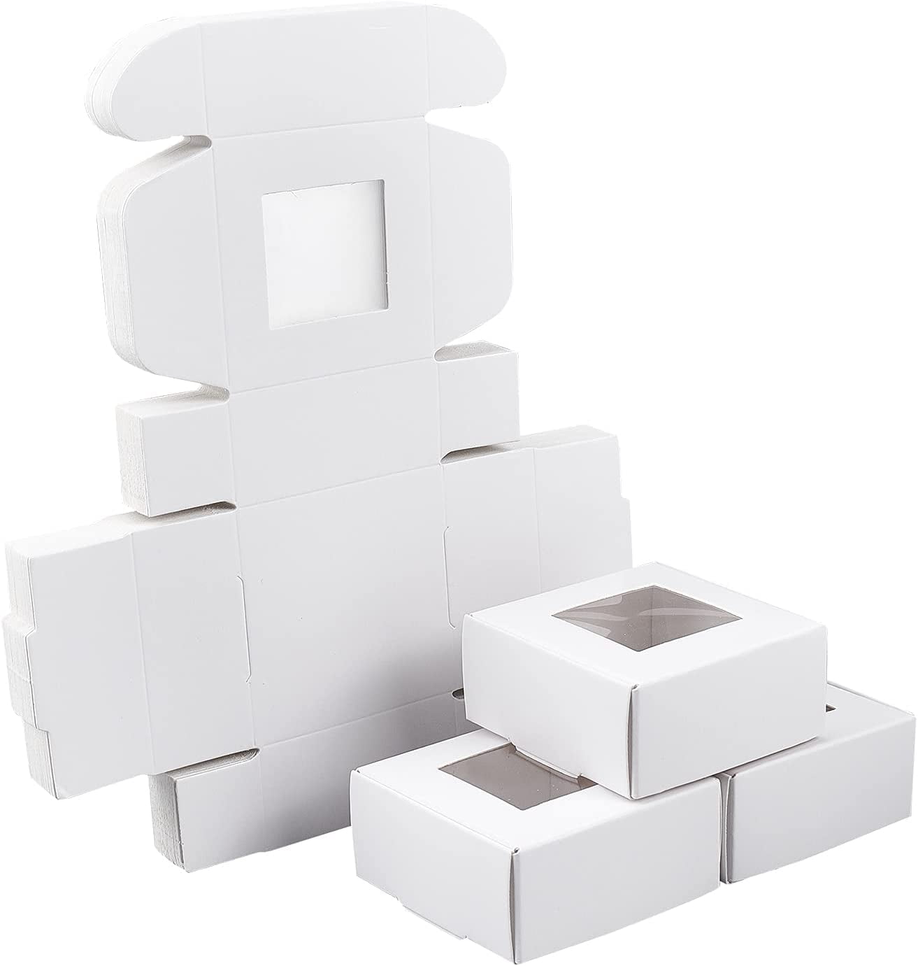 32pcs 32Pcs 2.6Inch White Cake Boxes with Window Auto-Popup Treat Boxes ...