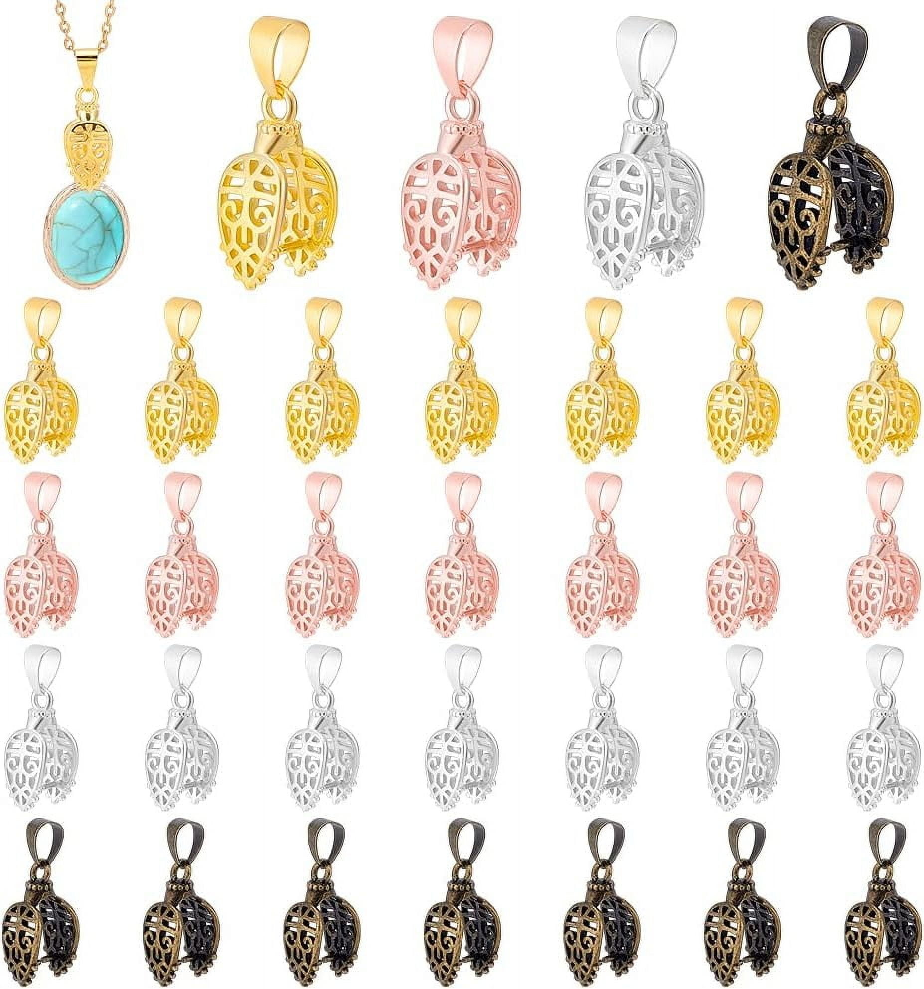 32pcs 4 Colors Brass Ice Pick Pinch Bails Beads Snap on Bails Vintage ...