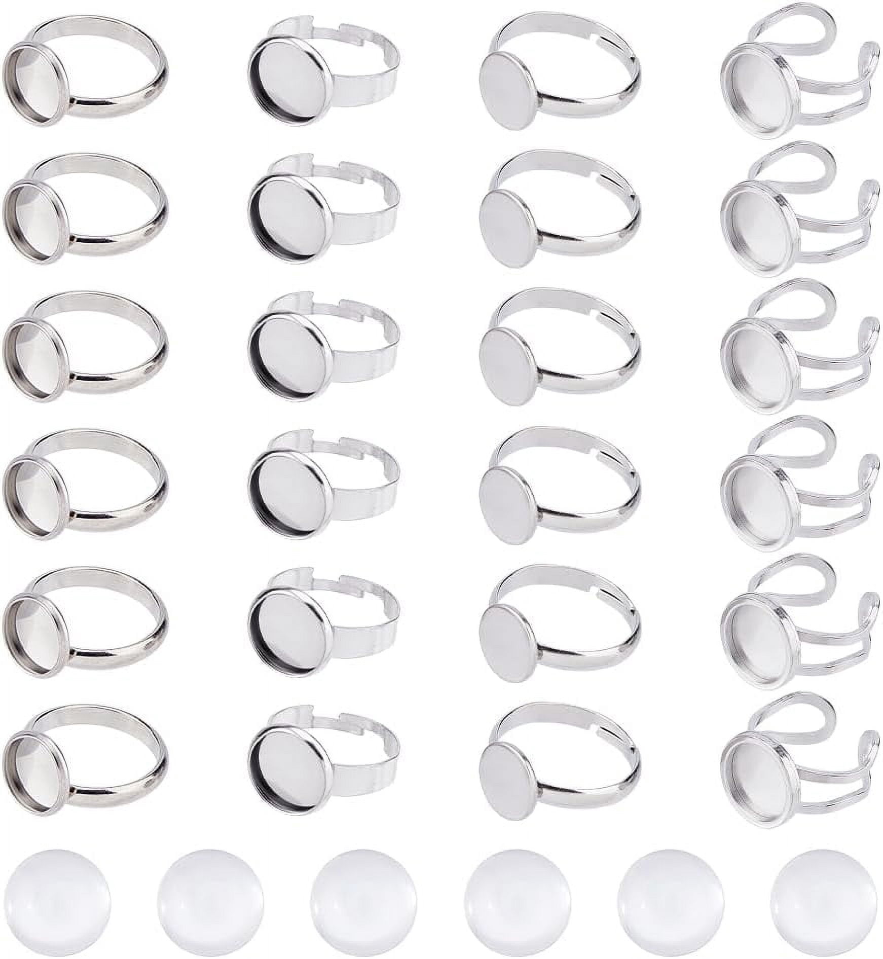 32pcs 4 Styles Adjustable Blank Rings Stainless Steel Open Cuff Ring ...