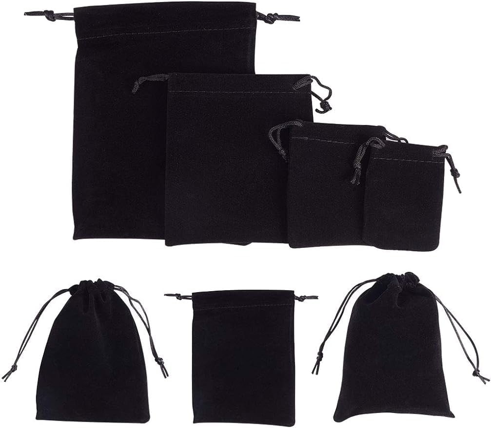 32pcs 7x5cm Black Velvet Cloth Drawstring Bags Small Gift Bags for ...