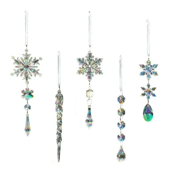 32pcs Acrylic Snowflake Icicle Drop Hanging For Xmas Winter Holiday ...