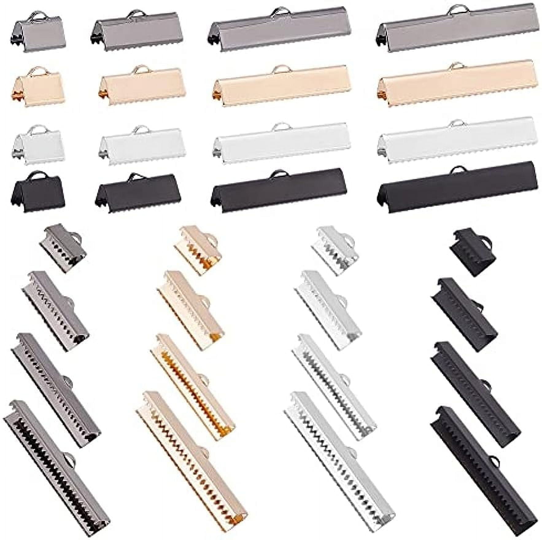 32pcs Brass Ribbon Crimp Ends 10/20/35/40mm Belt Buckle End Tip 4 ...