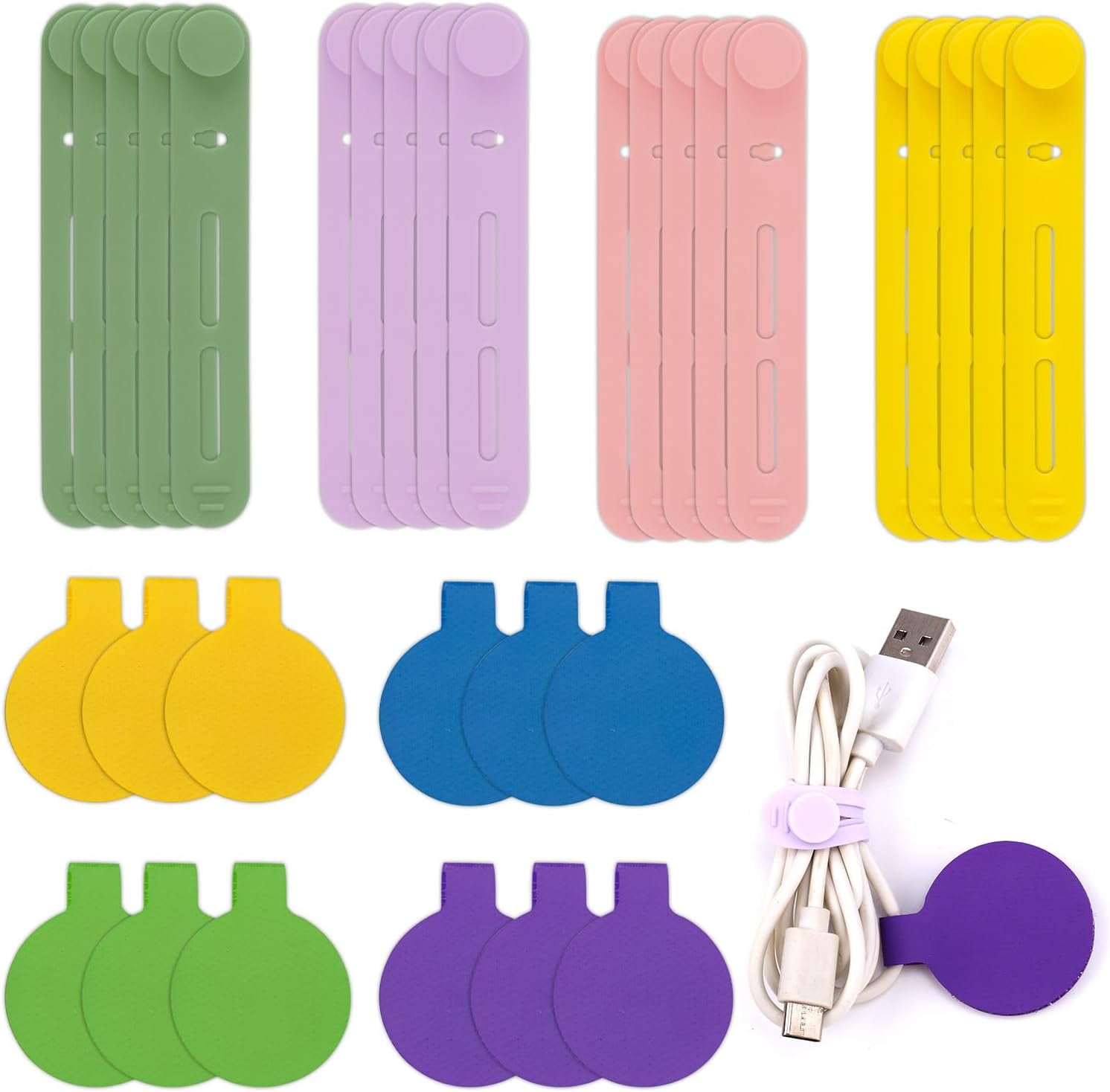32pcs Cable Labels and Silicone Cable Ties, Reusable Cable Labels Tags ...