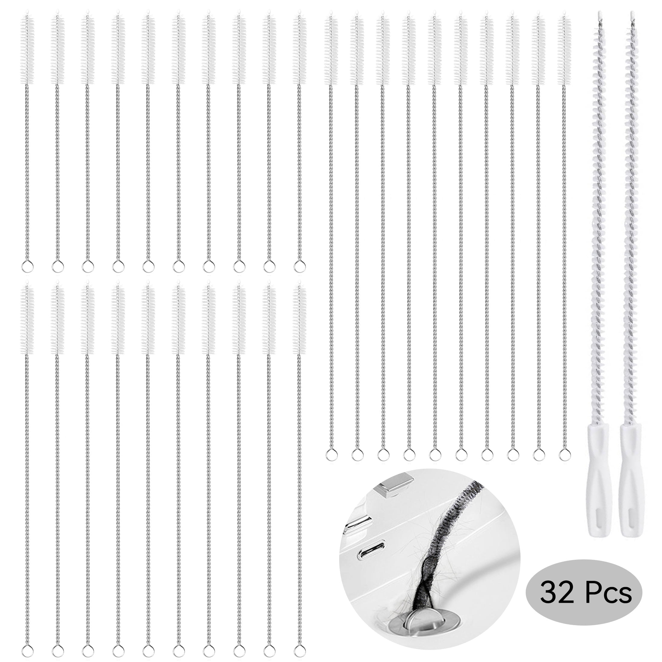 32pcs Drain Cleaning Brush + Straw Cleaner Brush Set, Long Drain Clog ...