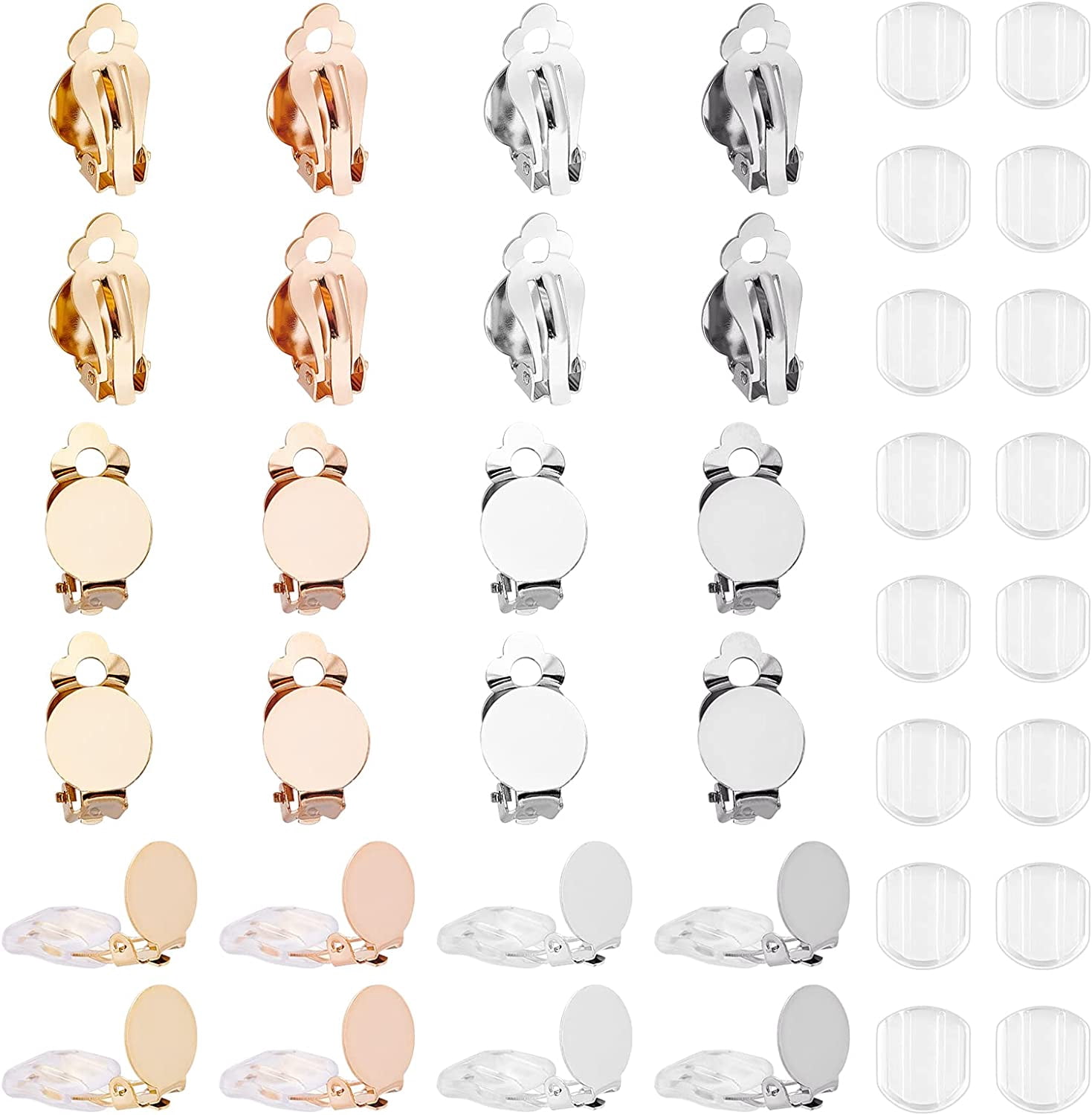32pcs Earring Clip 4 Colors Clip-on Earring Converter Stainless Steel ...