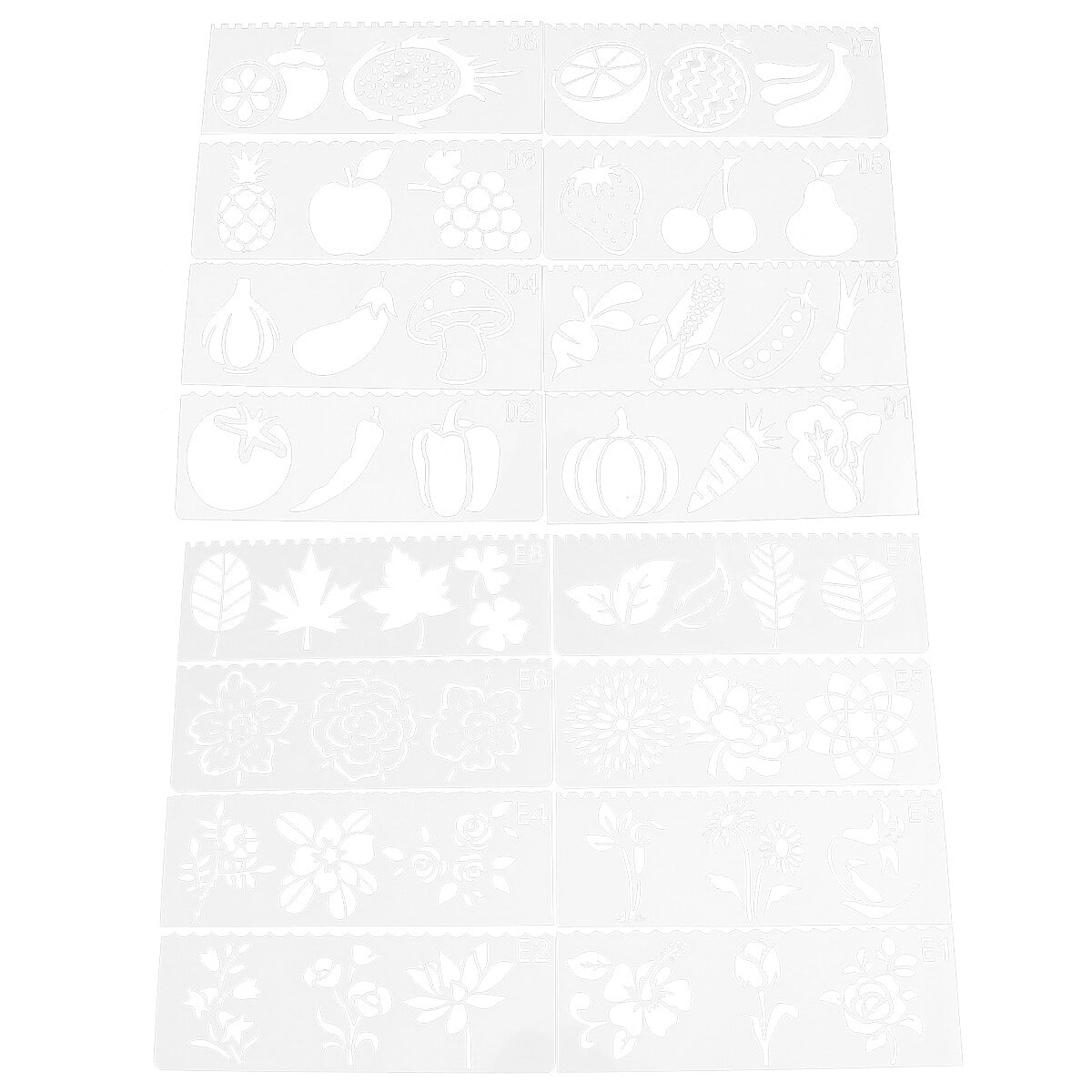32pcs Flower Leaf and Vegetable Fruit Painting Stencils Plastic Drawing ...