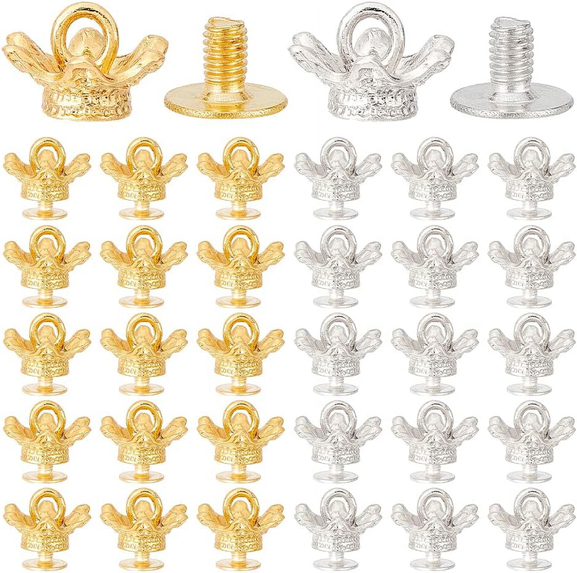32pcs Head Studs Rivets with Ring 2 Colors D-Ring Rivet Back Screw-in ...
