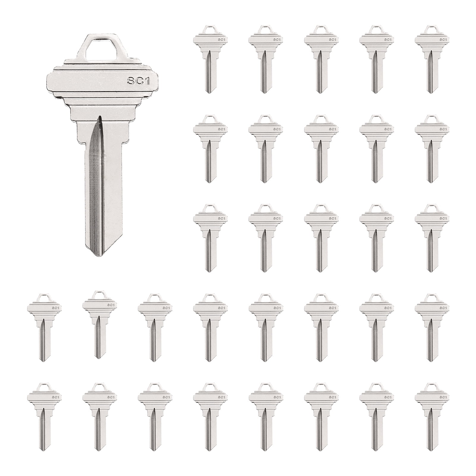 32pcs Key Blanks SC1 Brass Key Blanks Uncut Copper Structures for House ...