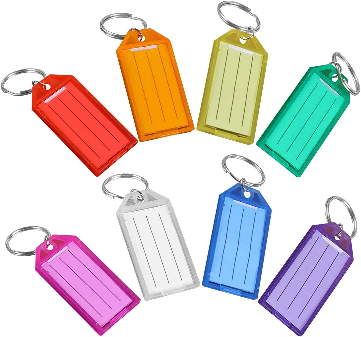 32pcs Key Tags with Labels, 8 Colors Key Rings with Tags, Key Fobs with Labels for Travel Bag ...