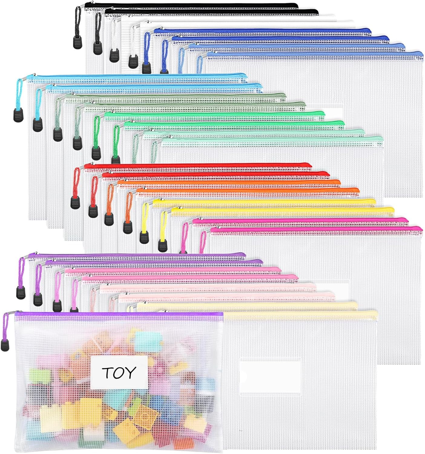 32pcs Mesh Zipper Pouch, A4 Letter Size, Zipper Bags, Document Bag with ...