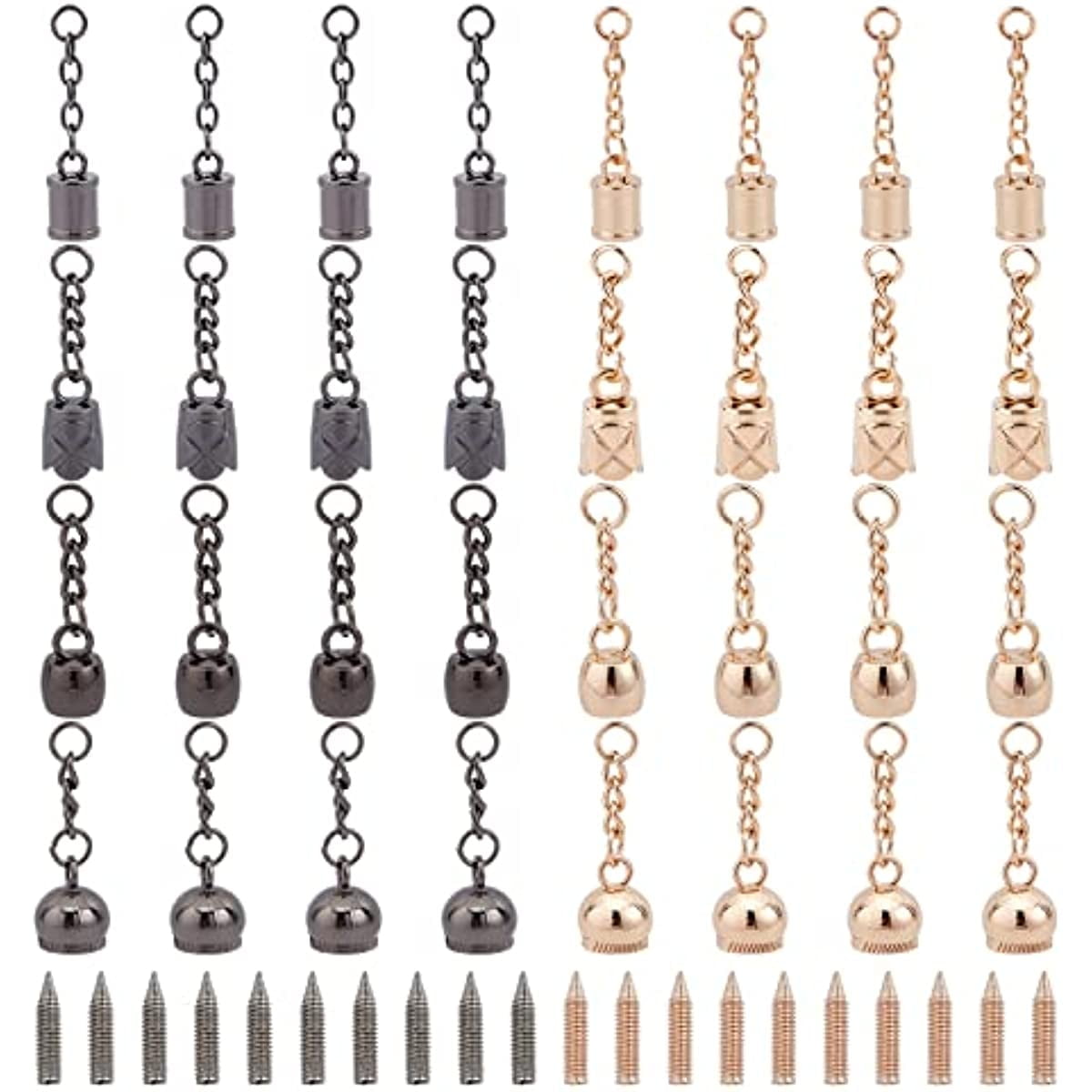 32pcs Metal Cord End Caps 4 Styles Barrel Cord End Caps Leather Cord ...