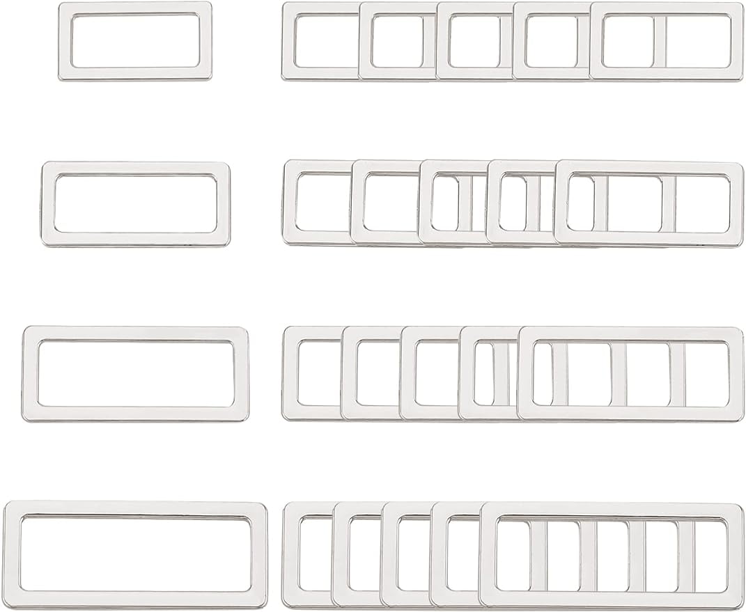 32pcs Metal Rectangle Rings Buckle 4 Sizes Webbing Strap Loops Webbing ...