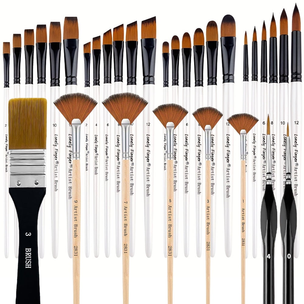 32pcs Paint Brush Set, Artist Series, Nylon Bristles with Round ...