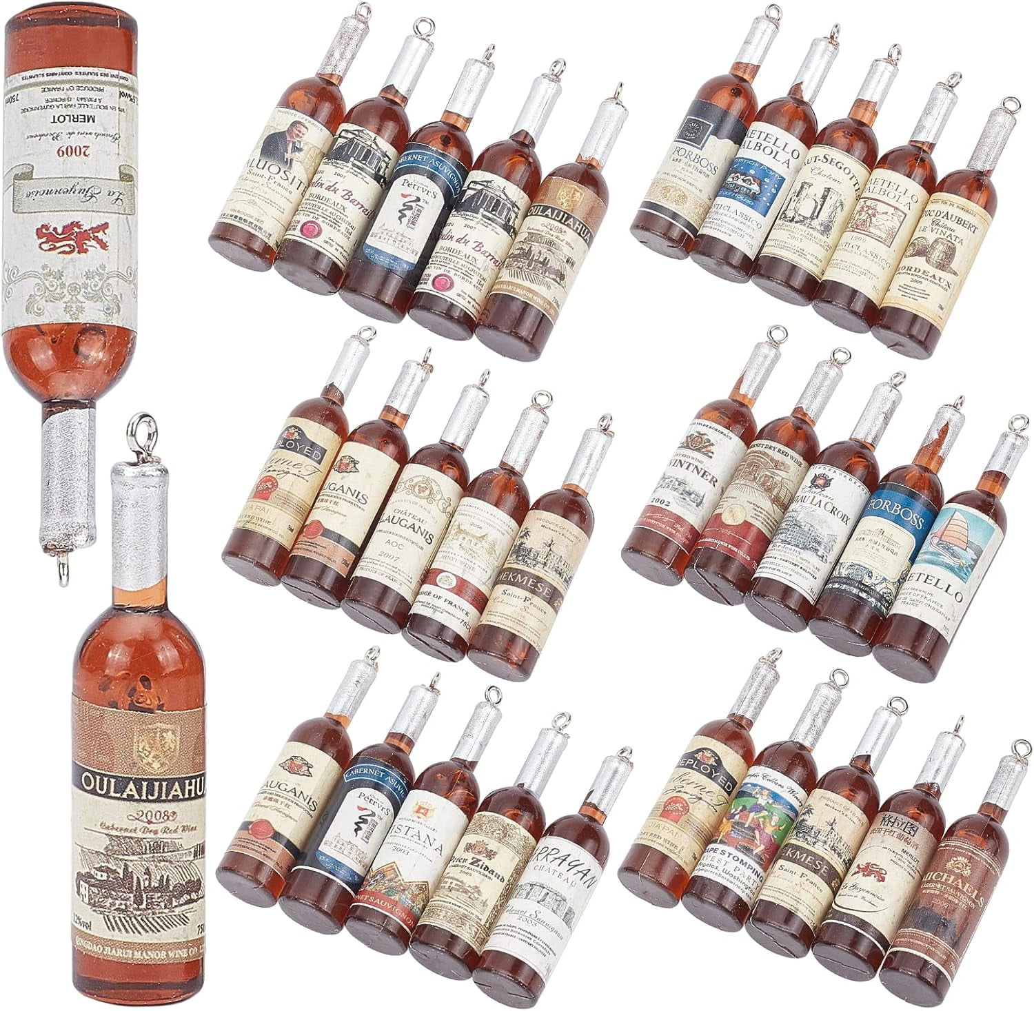 32pcs Random Label Resin Wine Bottle Charms Bottle Charms Miniature ...