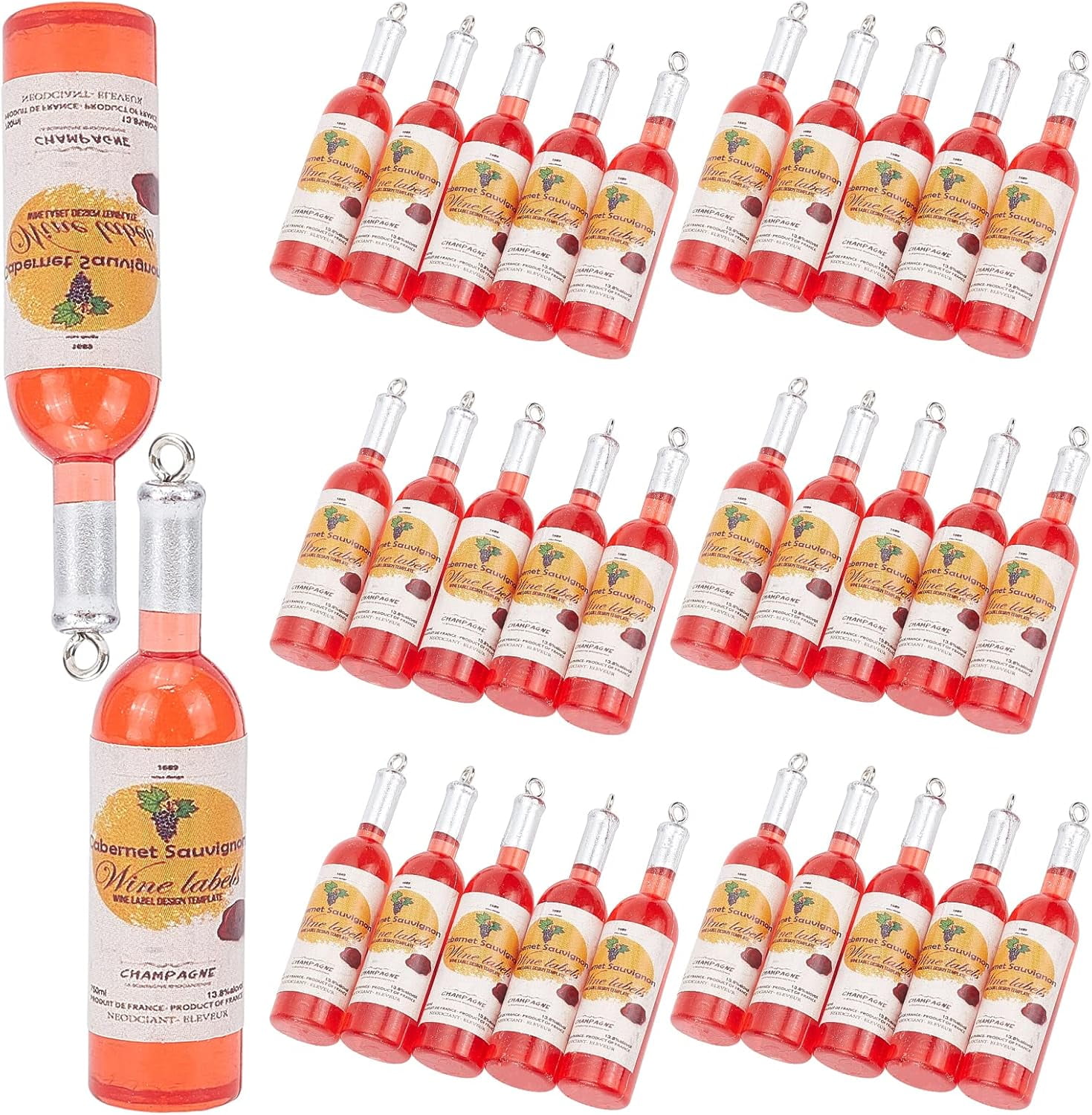 32pcs Random Label Resin Wine Bottle Charms Bottle Charms Resin ...