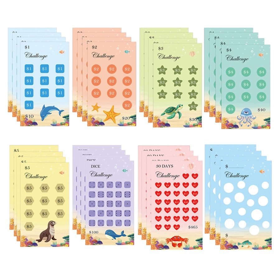 32pcs Savings Challenge Trackers for Kids Money Saving Wallet Budget ...