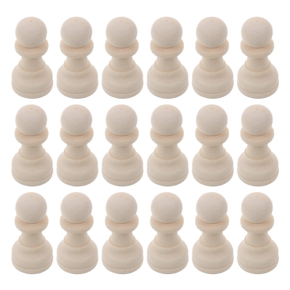 32pcs Wooden Chess Pieces Decors Wooden Unfinished Craft Chess Pieces ...
