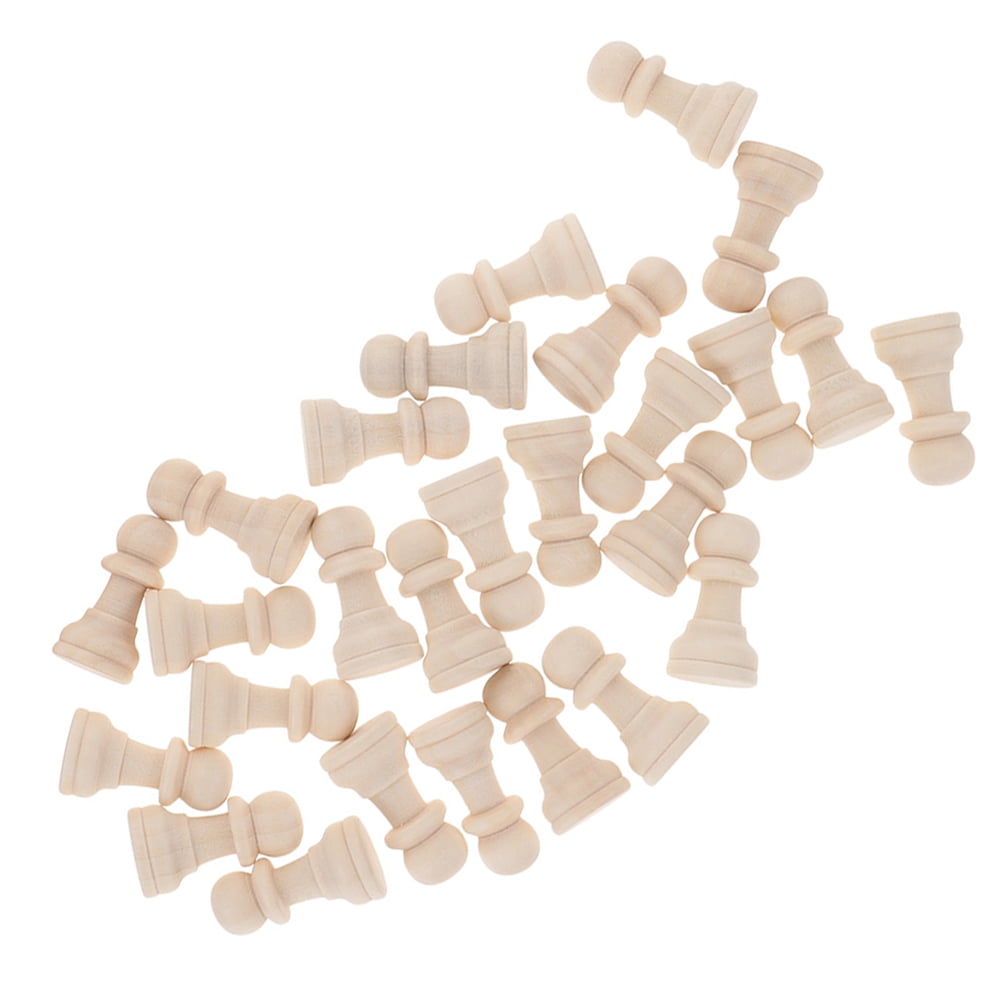 HOMEMAXS 32pcs Unfinished Wooden Chess Pieces for Kids Playing ...