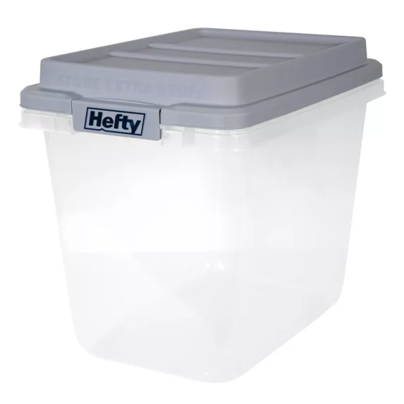 32qt Slim Clear Plastic Storage Bin with Gray HI-RISE Stackable Lid ...