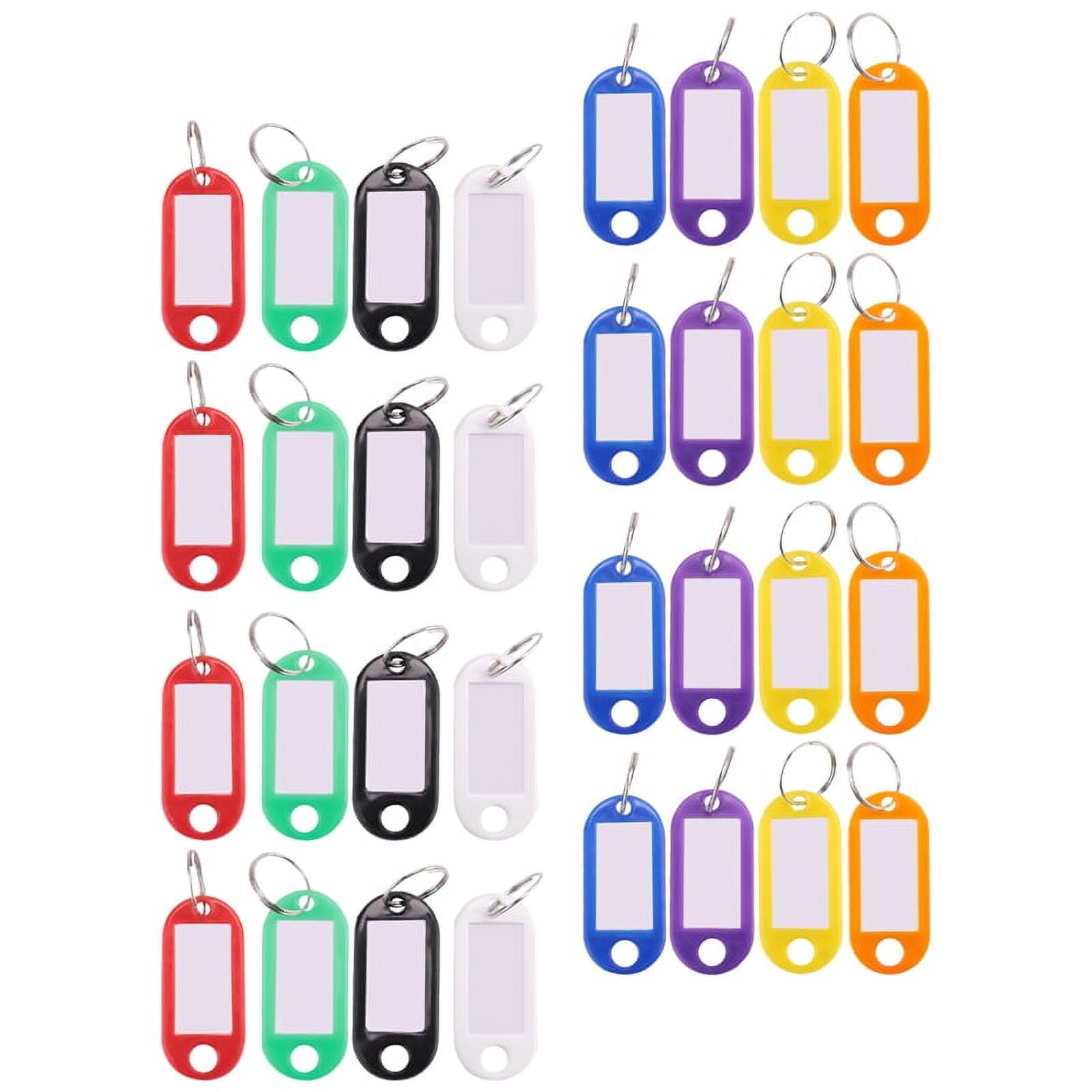 32x Multi-colors Plastic Key Fob ID Tags Luggage ID Labels with Split ...