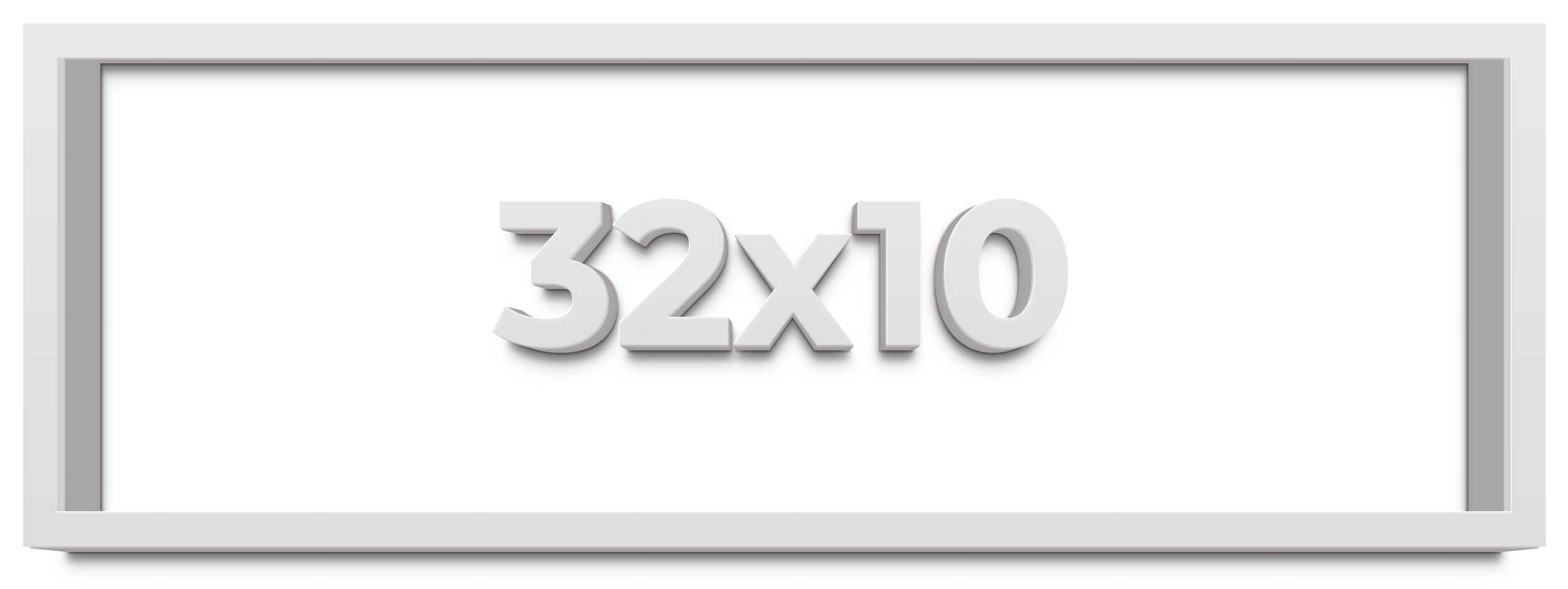 32x10 Shadow Box White Contemporary Wood Shadow Box with White Acid ...