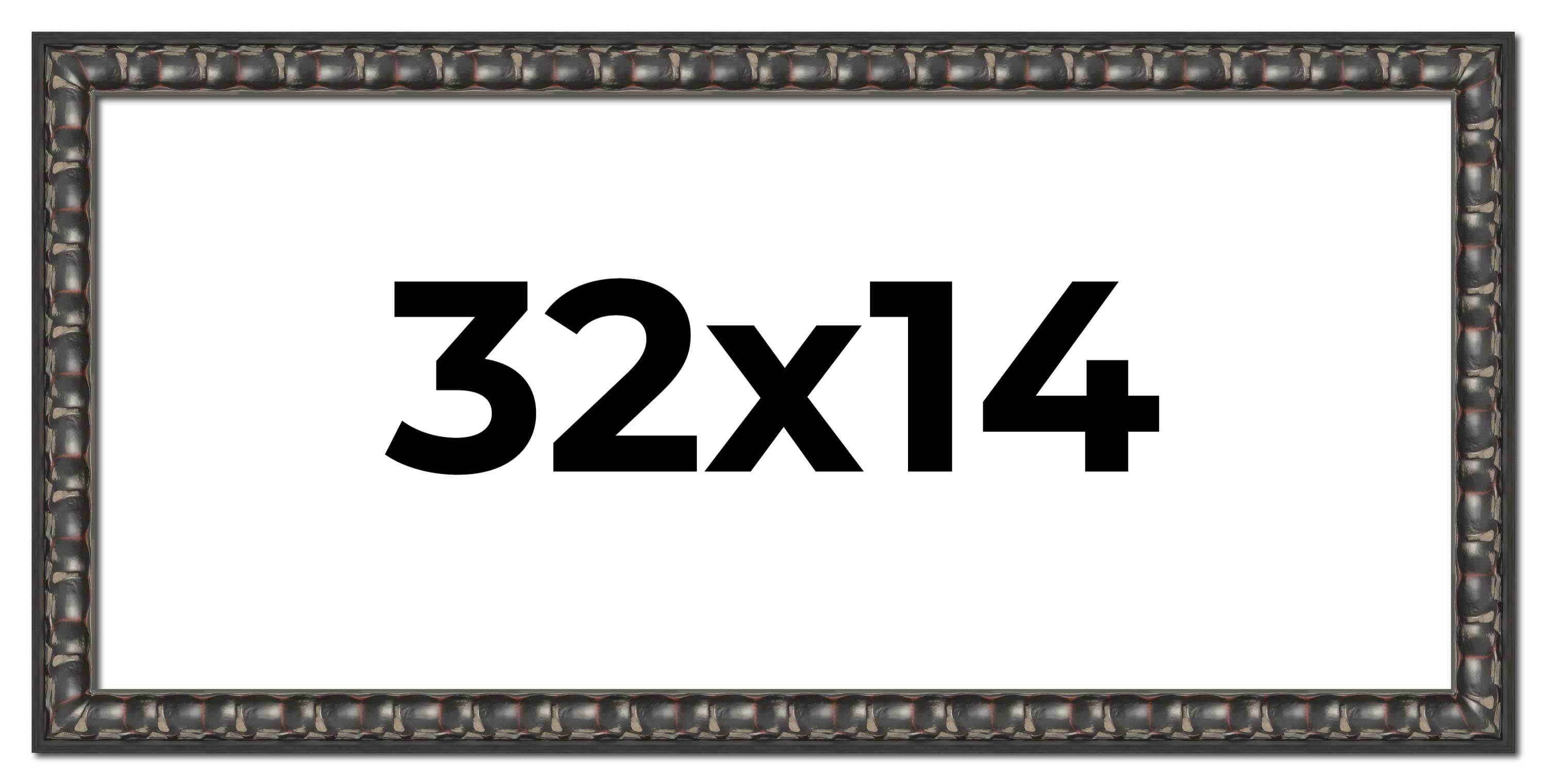 32x14 Frame Black-Brown Medieval Solid Wood Picture Frame | 1.5 Inch ...