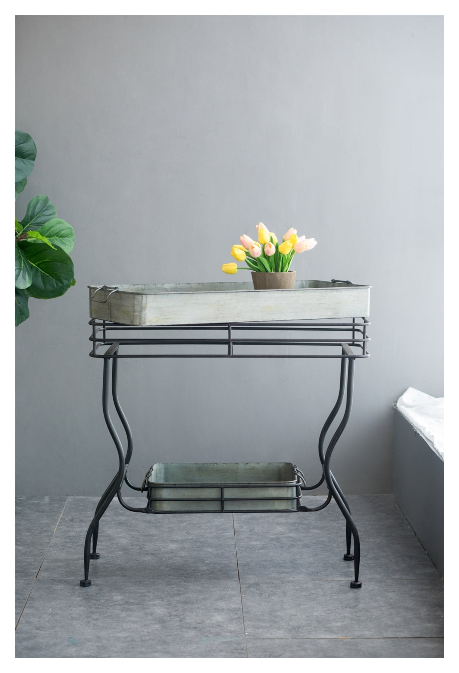 32x15x31" Maggie Galvanized Tray Table Accent Table - Walmart.com