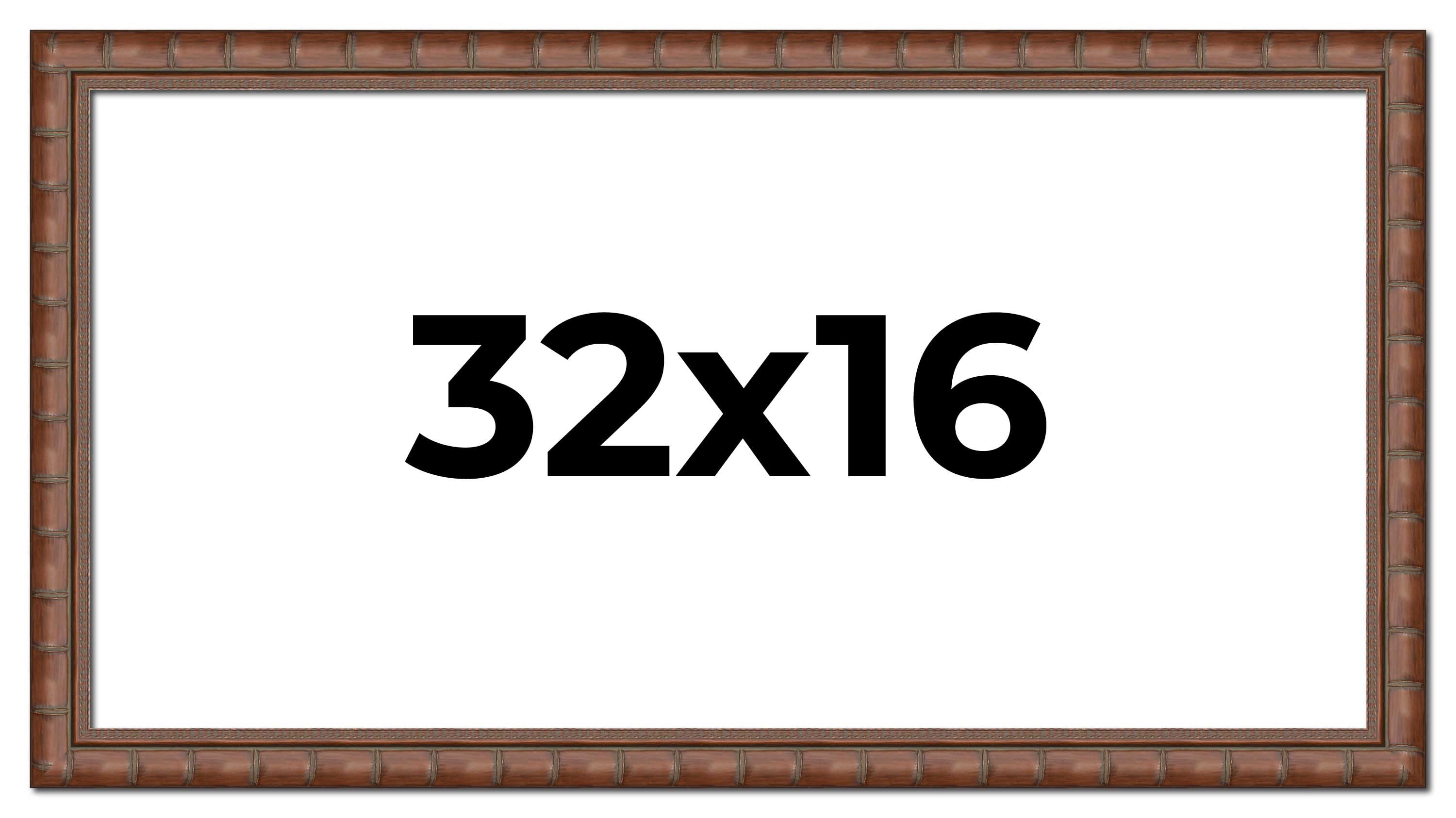 32x16 Dark Brown Bamboo Real Wood Picture Frame Width 1.5 inches ...