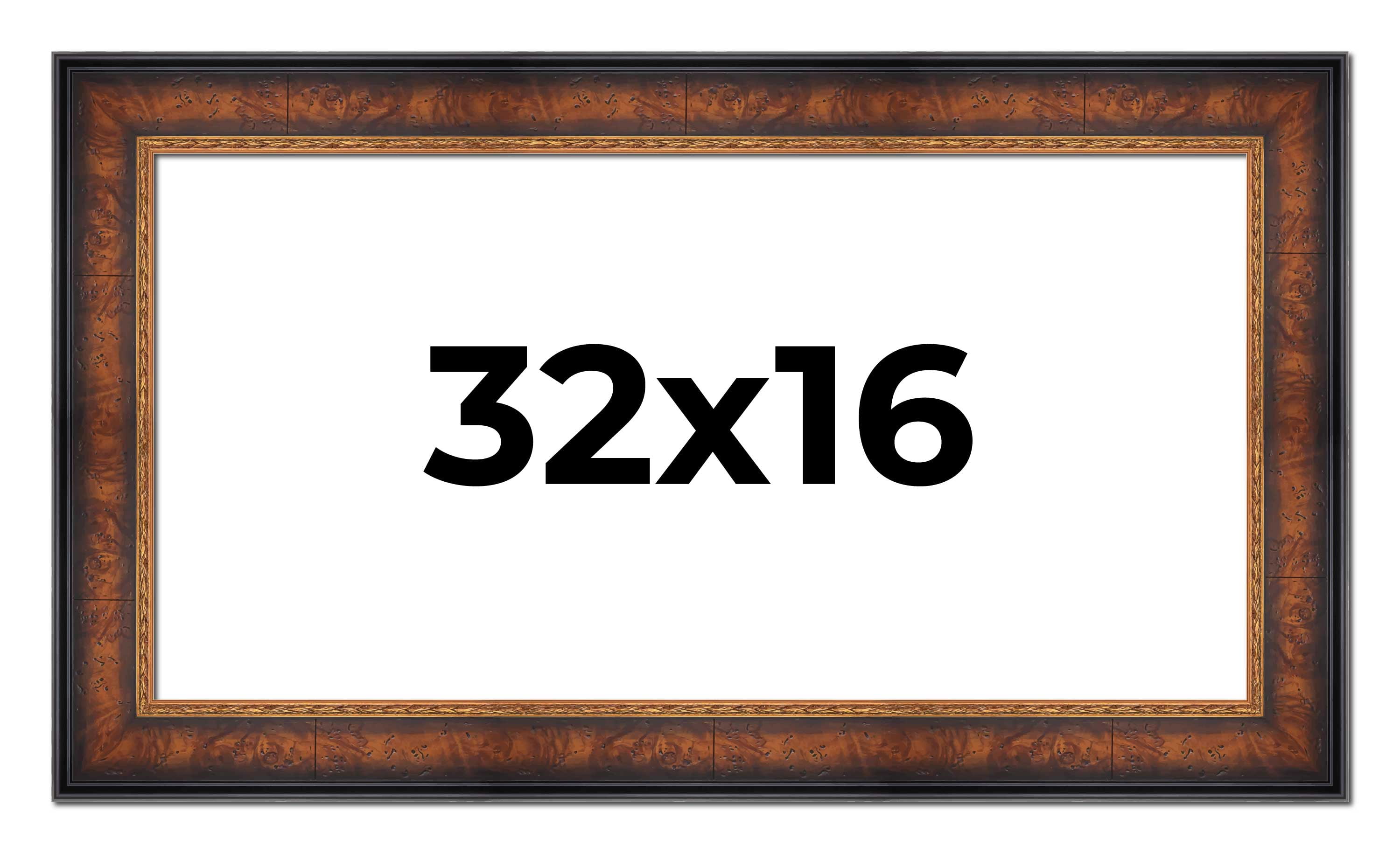 32x16 Frame Brown Walnut Gold Ornate Trim Solid Wood Plein Air Picture ...