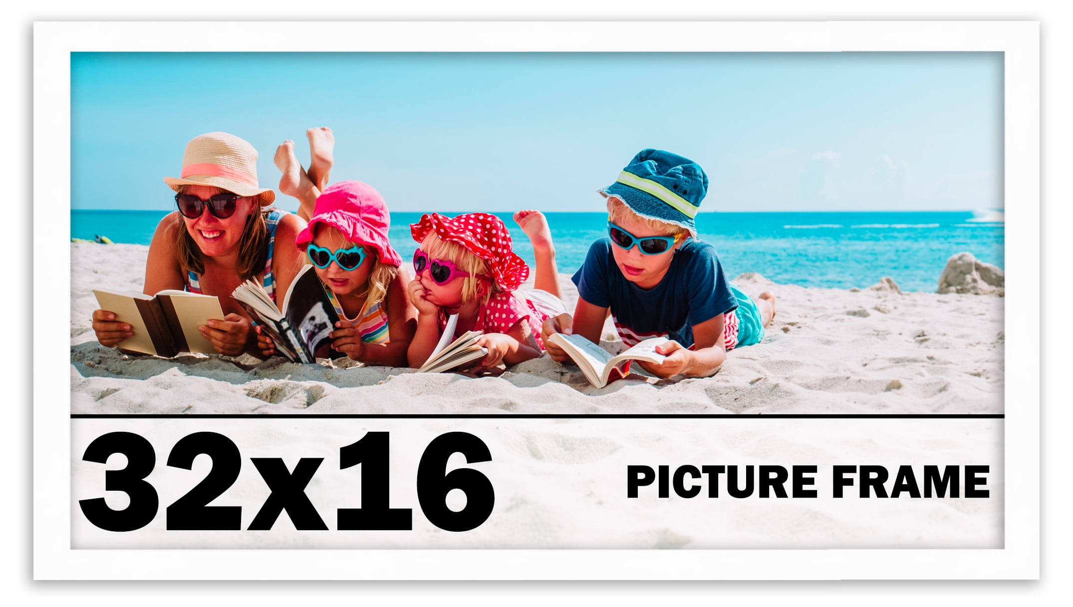 32x16 Frame White Solid Wood Picture Frame Includes UV Acrylic Shatter ...