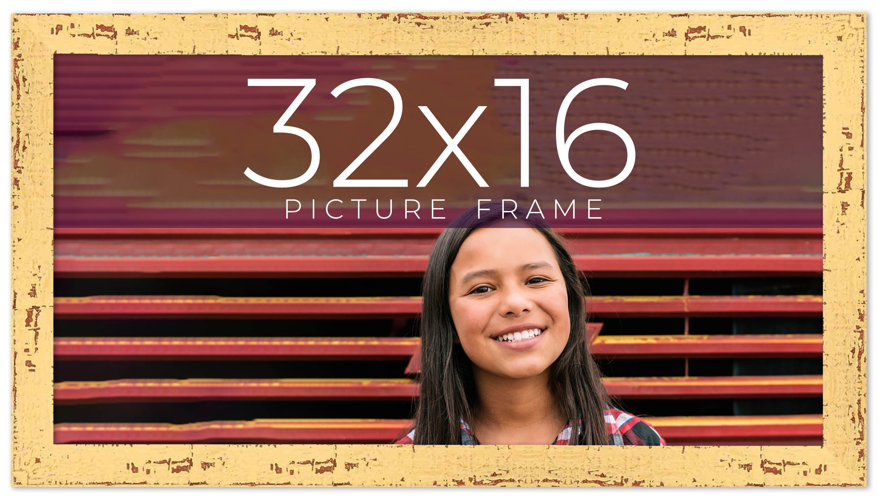 32x16 Frame Yellow Real Wood Picture Frame Width 1.25 inches | Interior ...