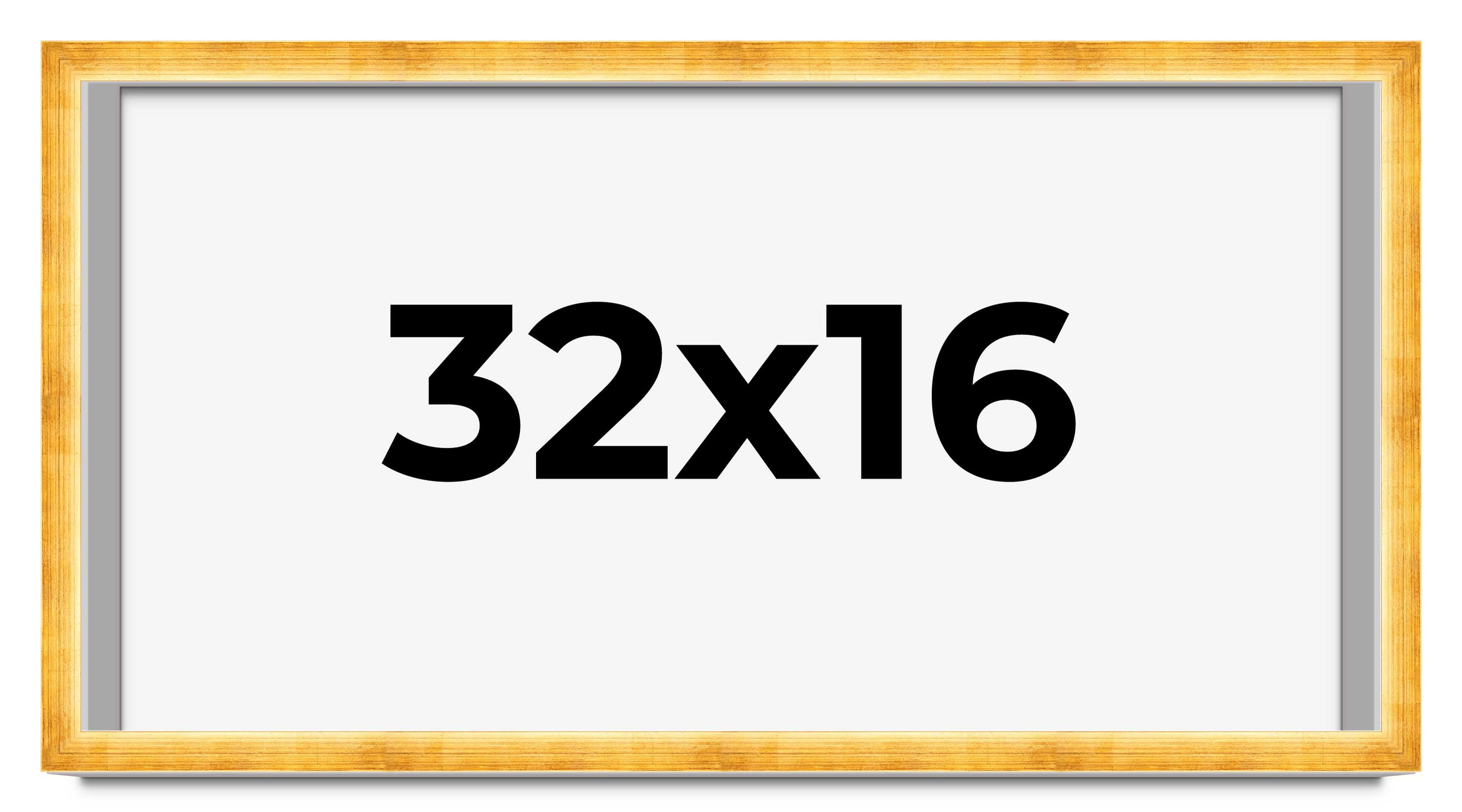 32x16 Shadow Box Frame Gold | 1.625 Inches Deep Real Wood Traditional ...