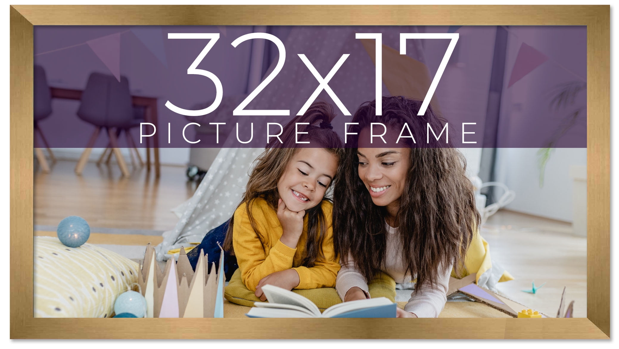 32x17 Frame Gold Bronze Solid Wood Picture Frame Width 0.75 Inches ...