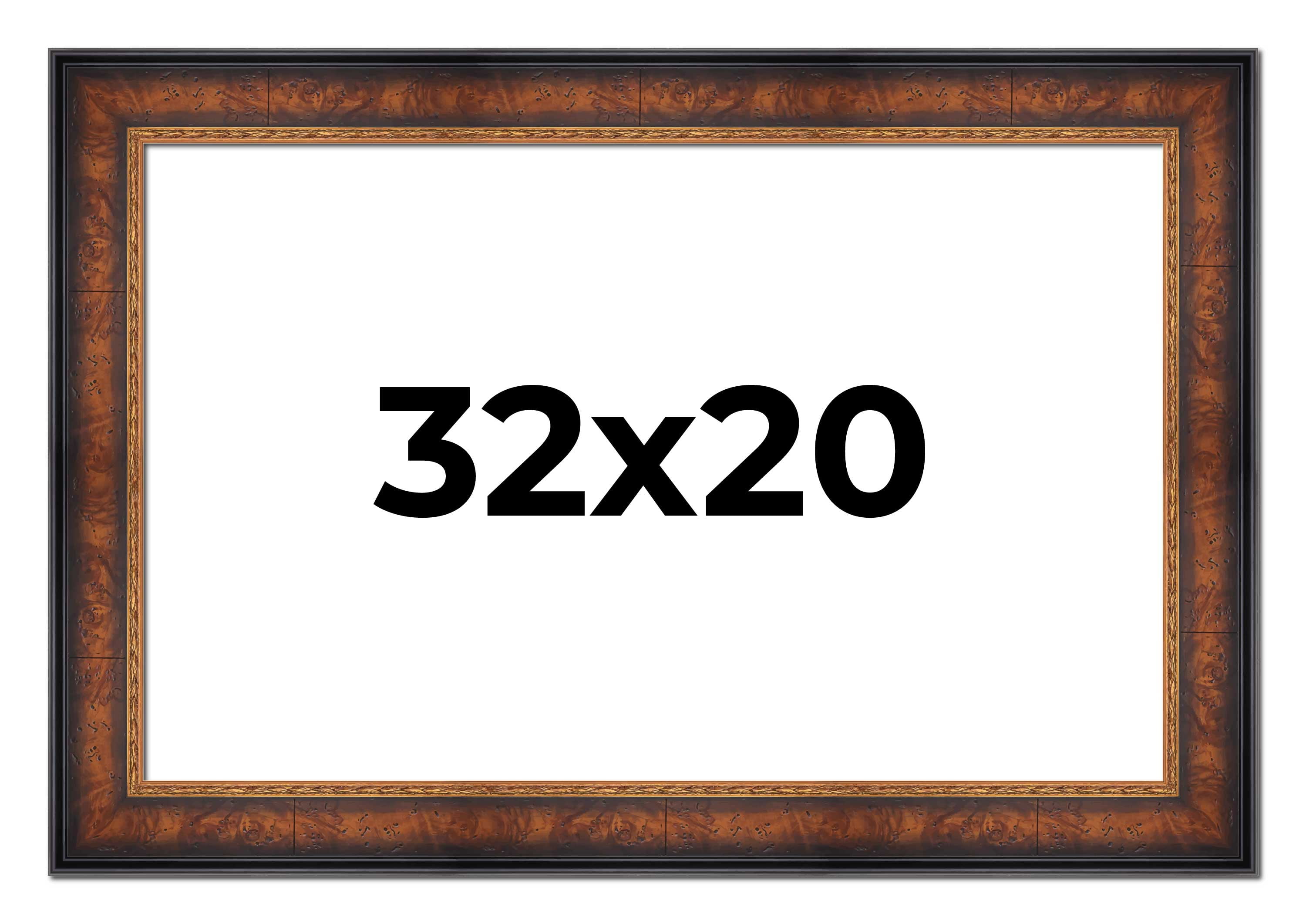 32x20 Frame Brown Walnut Gold Ornate Trim Solid Wood Plein Air Picture ...