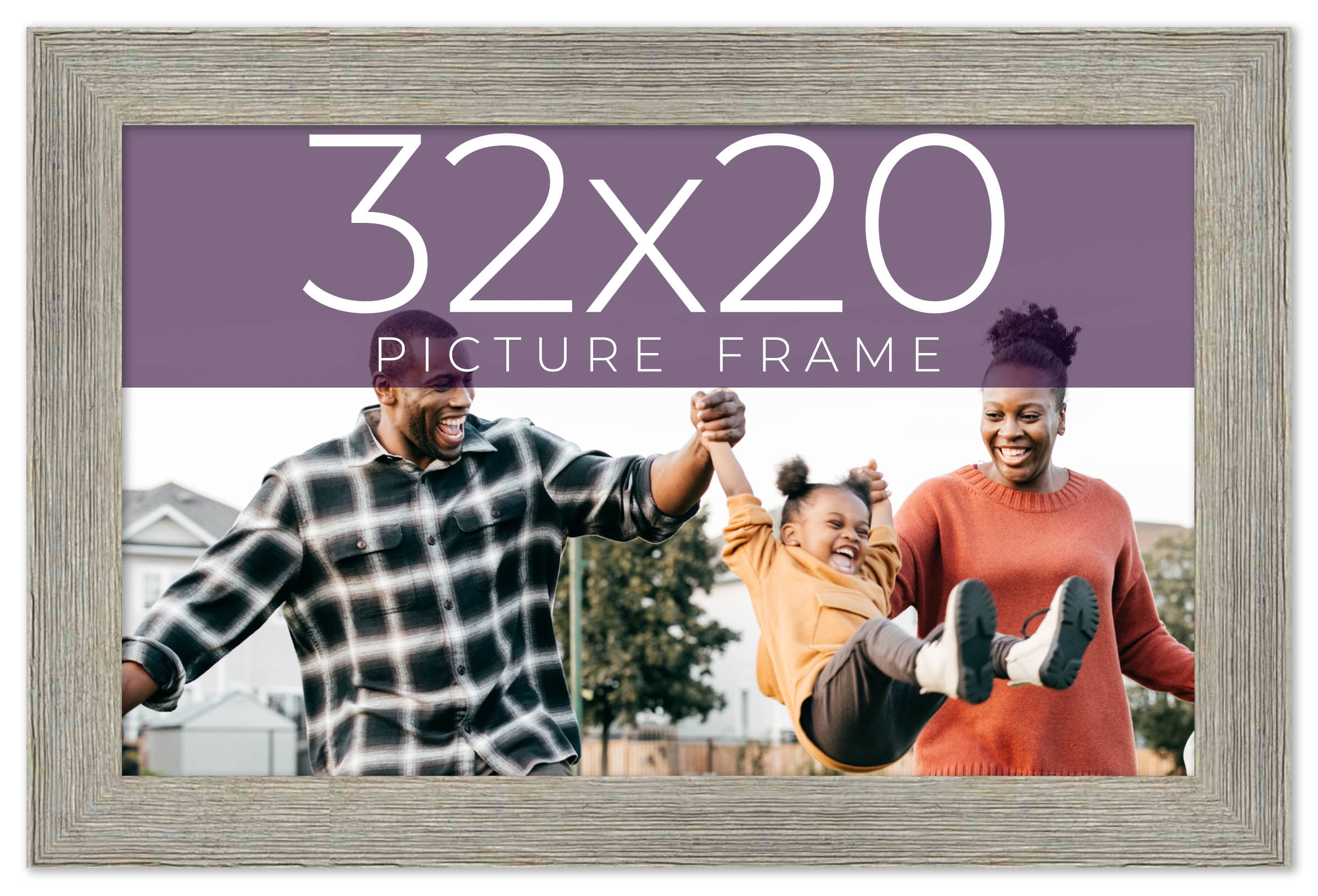 32x20 Frame Grey Real Wood Picture Frame Width 1.5 Inches | Interior Frame Depth 0.5 Inches ...