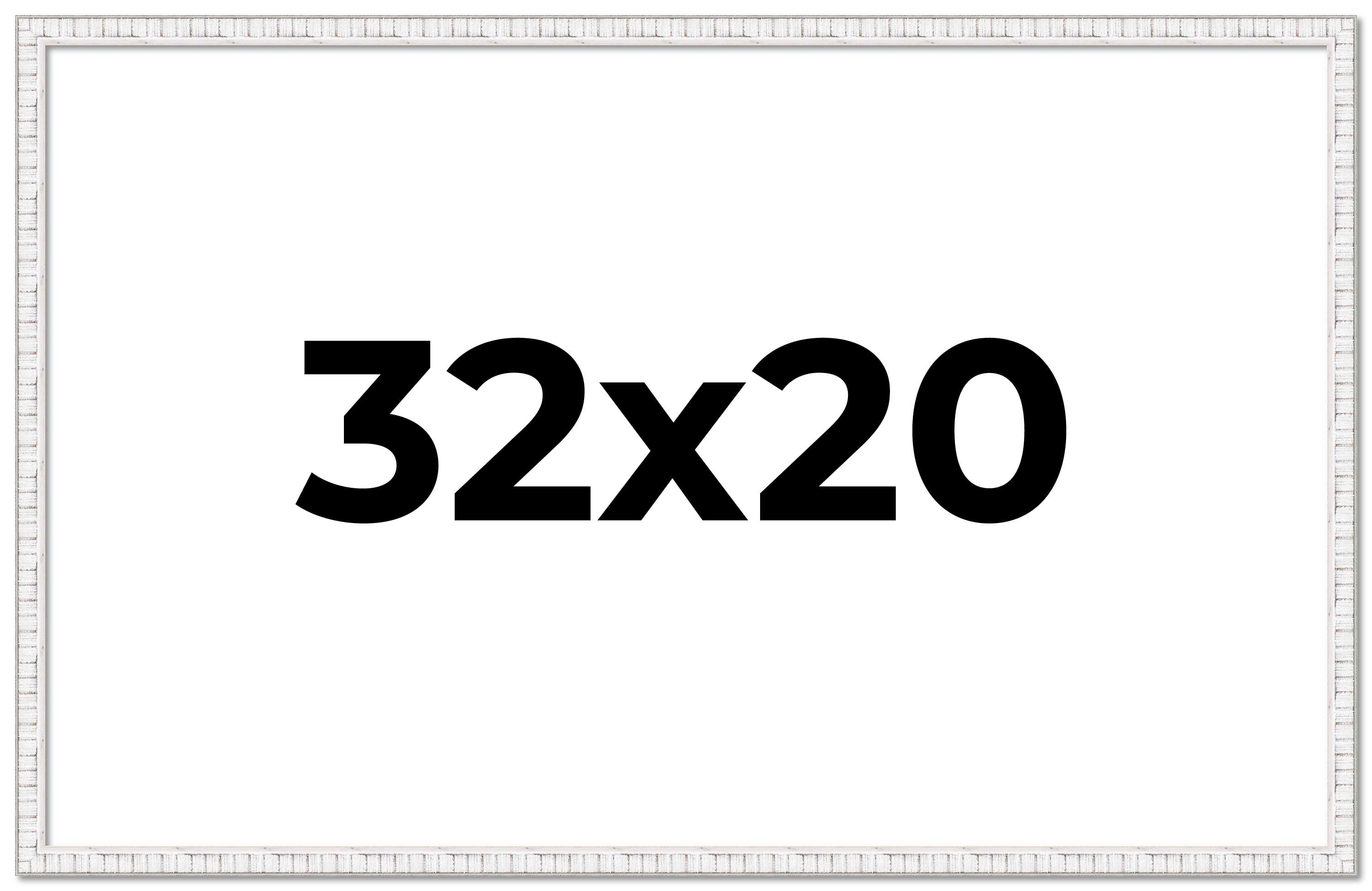 32x20 Frame White Scuffed Rustic Solid Wood Picture Frame | 0.75 Inch ...
