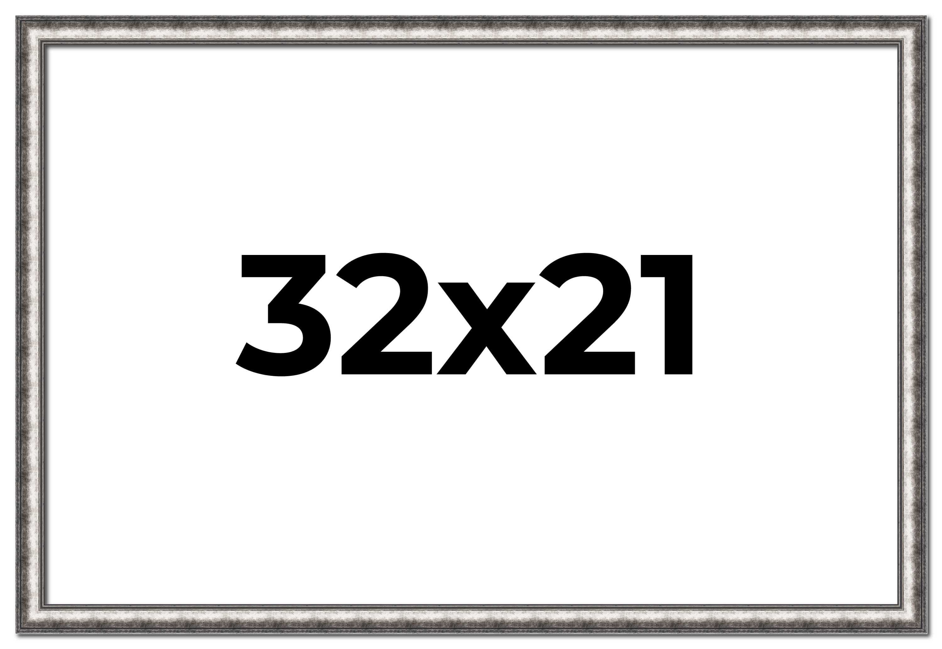 32x21 Frame Silver Real Wood Picture Frame Width 1.125 Inches ...