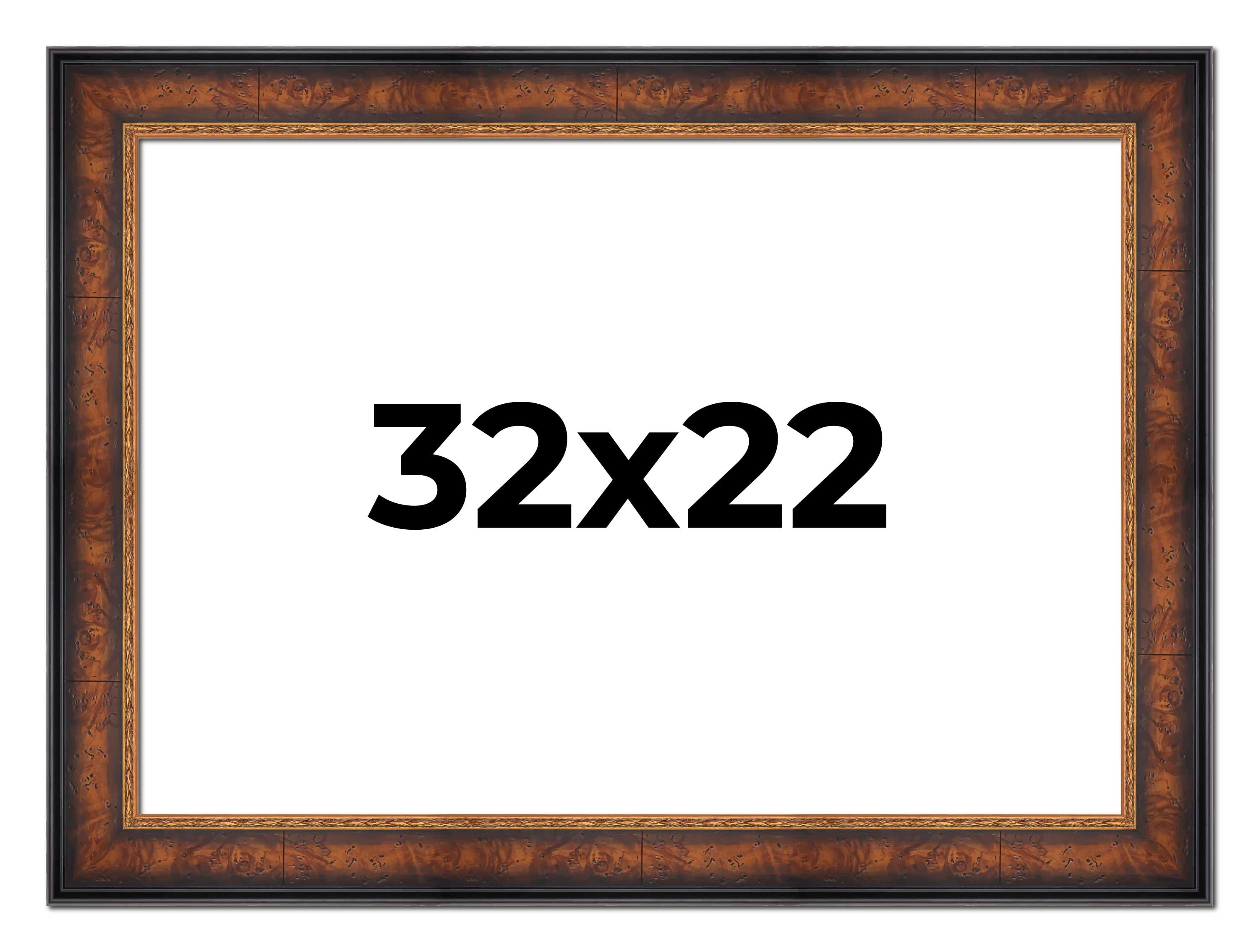 32x22 Frame Brown Walnut Gold Ornate Trim Solid Wood Plein Air Picture ...