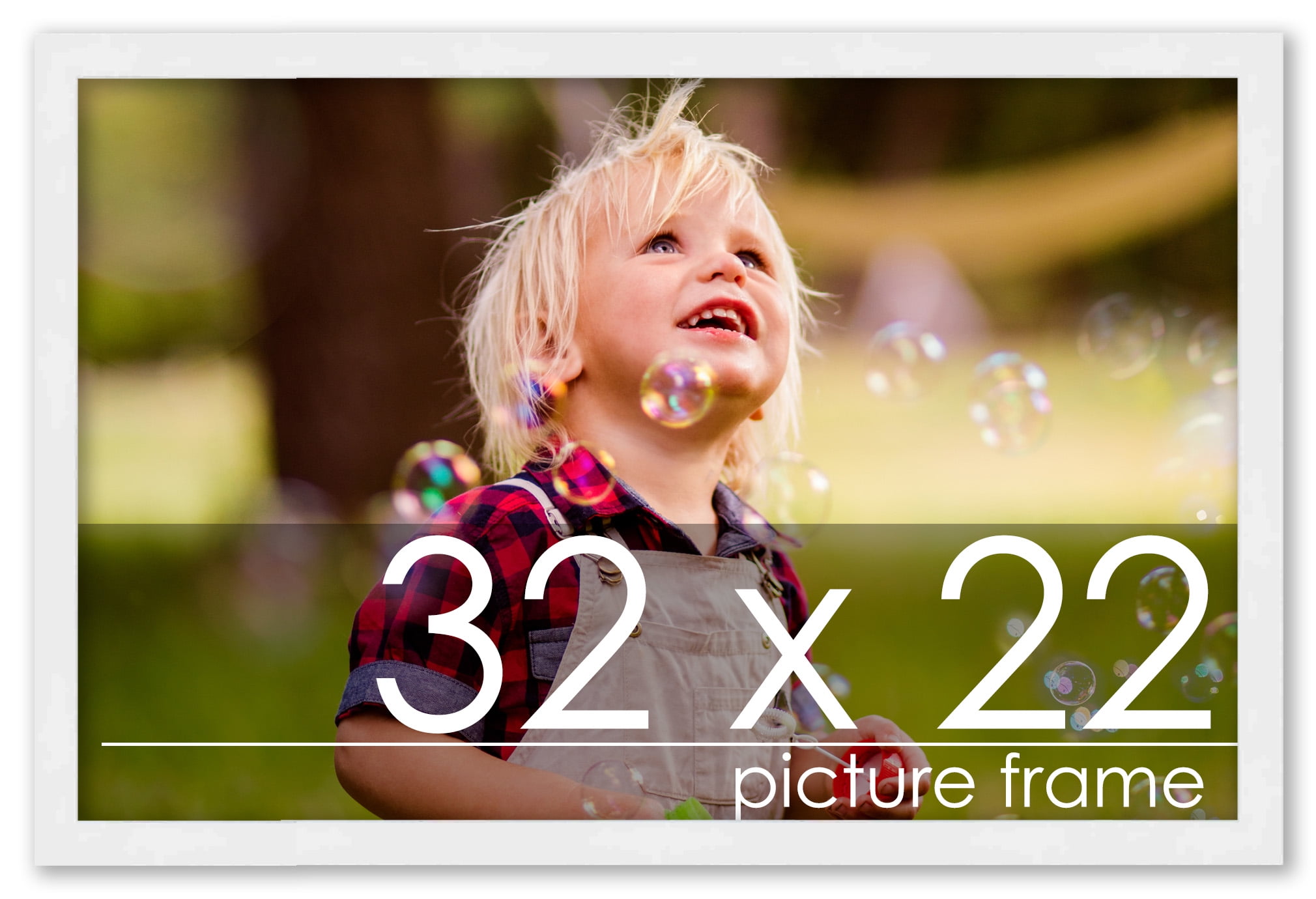32x22 White Wood Picture Frame - UV Acrylic, Foam Board Backing ...