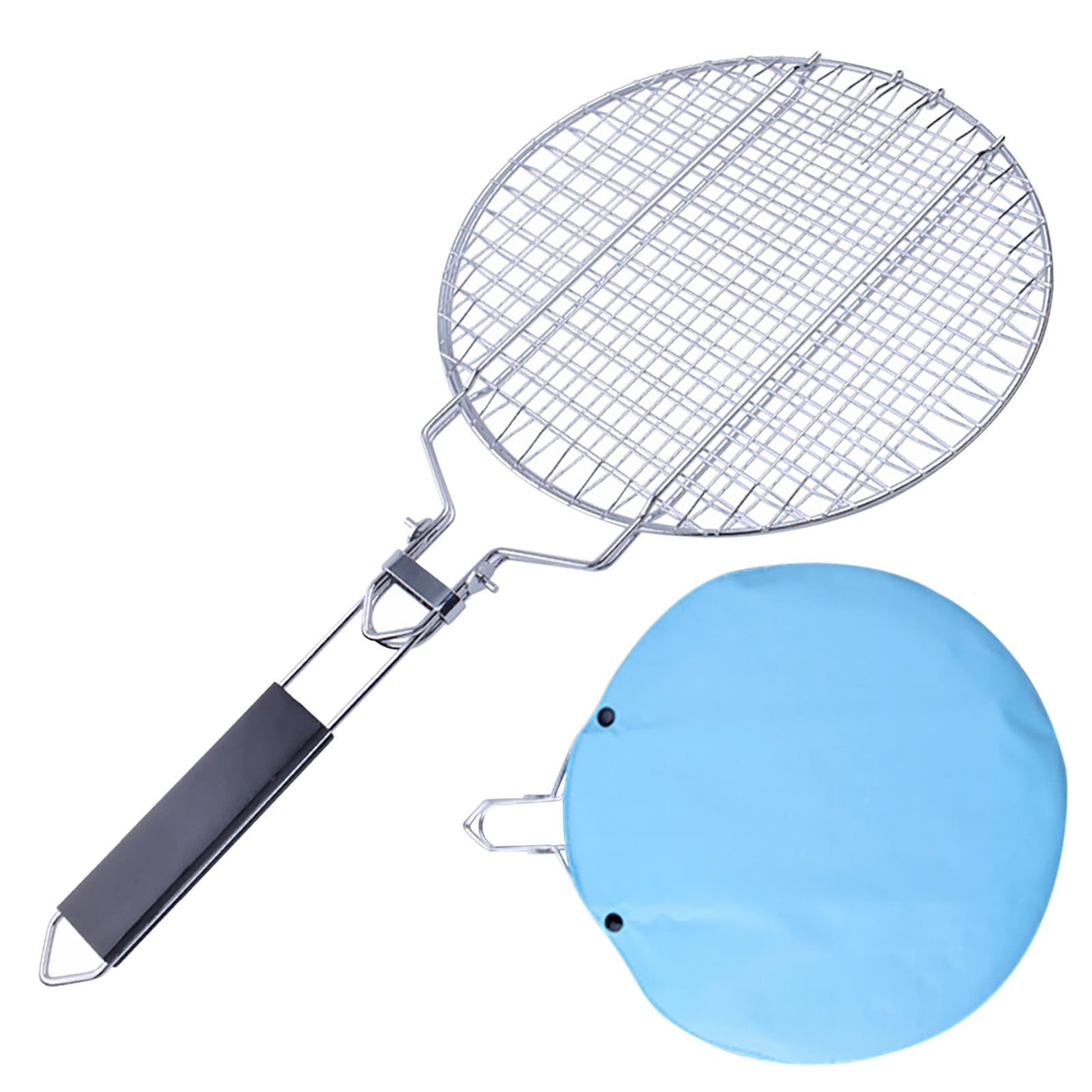 32x22cm Folding Grill Basket with Wood Handle & Lock Thickened Plated ...