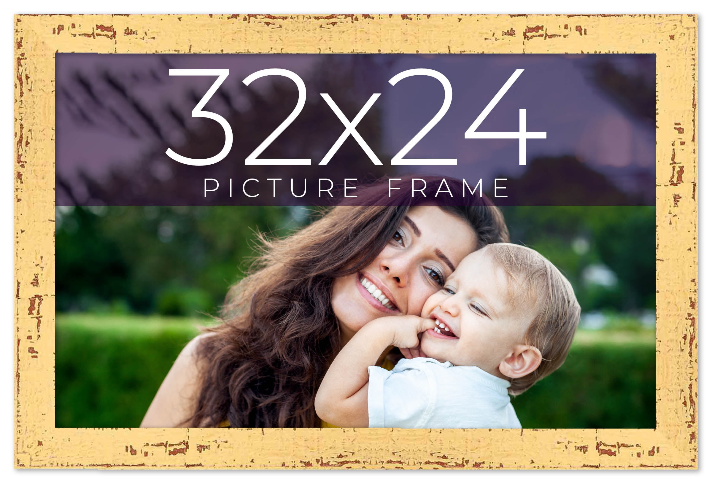 32x24 Frame Yellow Real Wood Picture Frame Width 1.25 inches | Interior ...