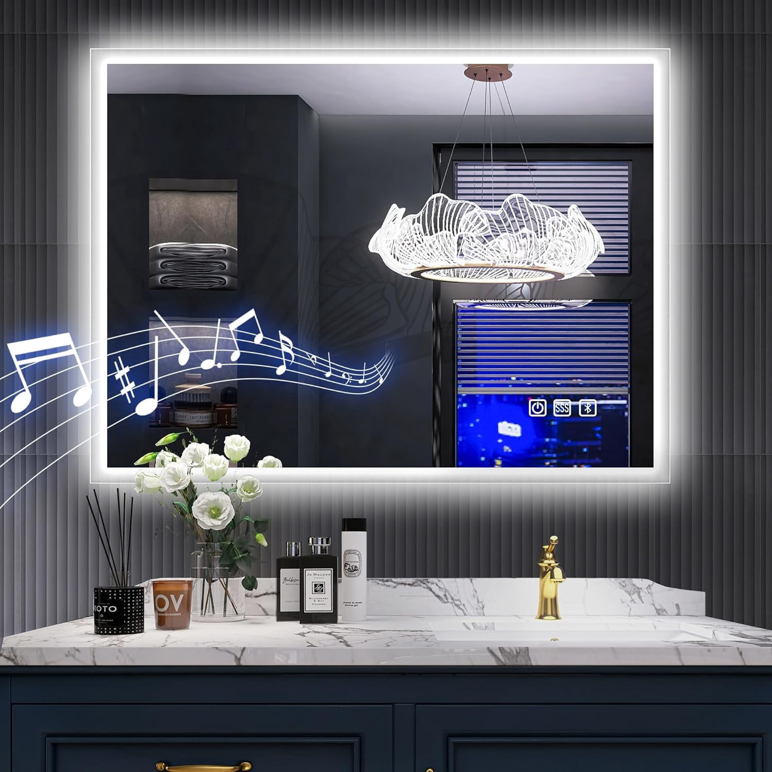 32x24 LED Bathroom Mirror with Lights Bathroom Vanity Wall Mirror with ...
