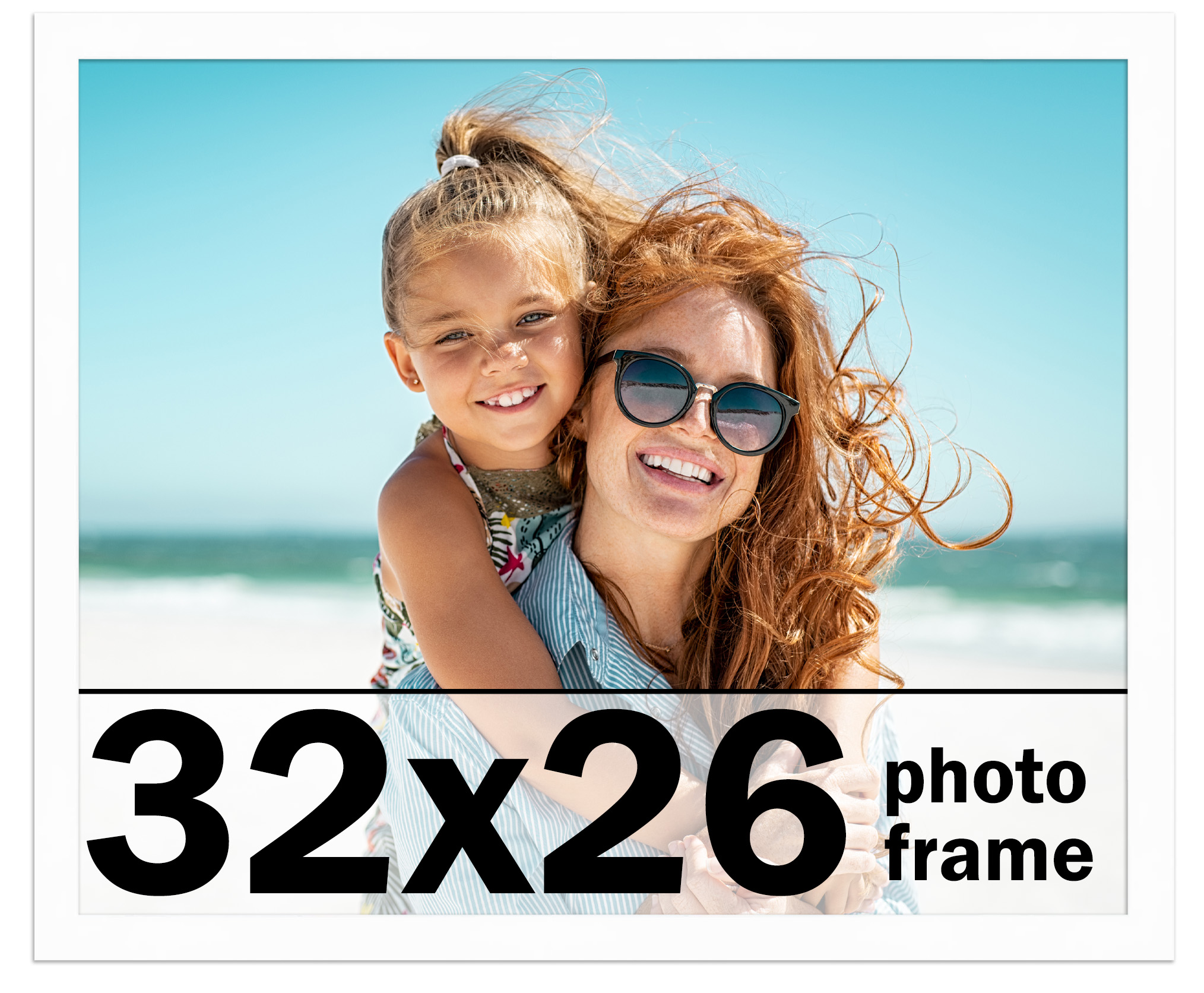32x26 Frame White Solid Wood Picture Frame Includes UV Acrylic Shatter ...
