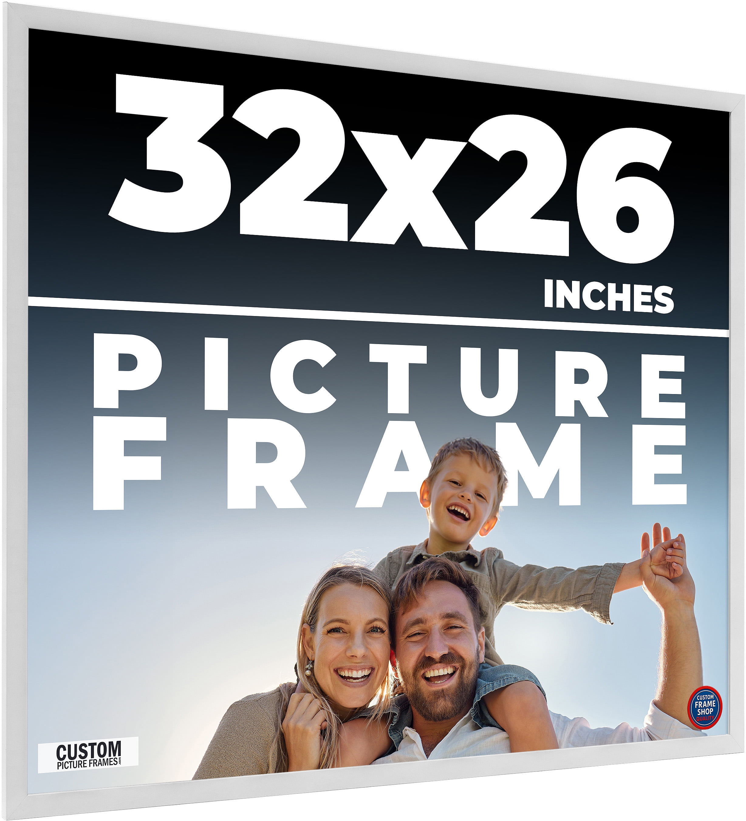 32x26 Frame White Solid Wood Picture Frame Includes UV Acrylic Shatter ...